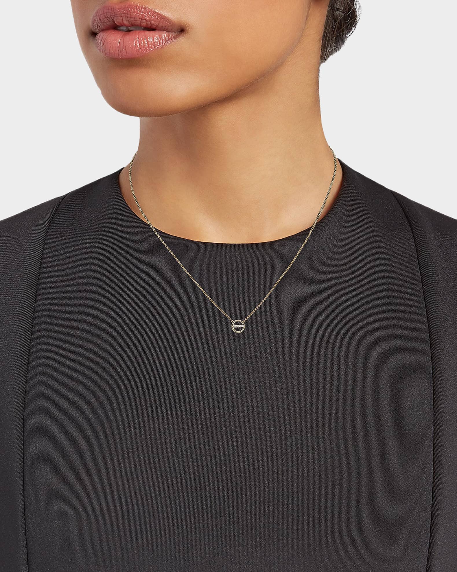 Zoe Chicco 14K Yellow Gold Diamond Bar Circle Pendant Necklace | Neiman ...