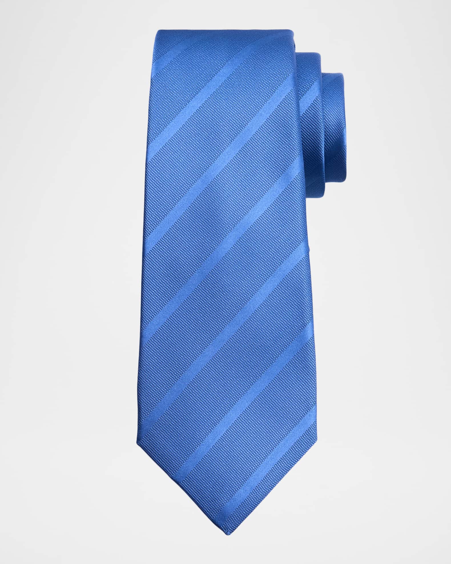 Kiton Men's Diagonal Stripe Jacquard Silk 7-Fold Tie | Neiman Marcus