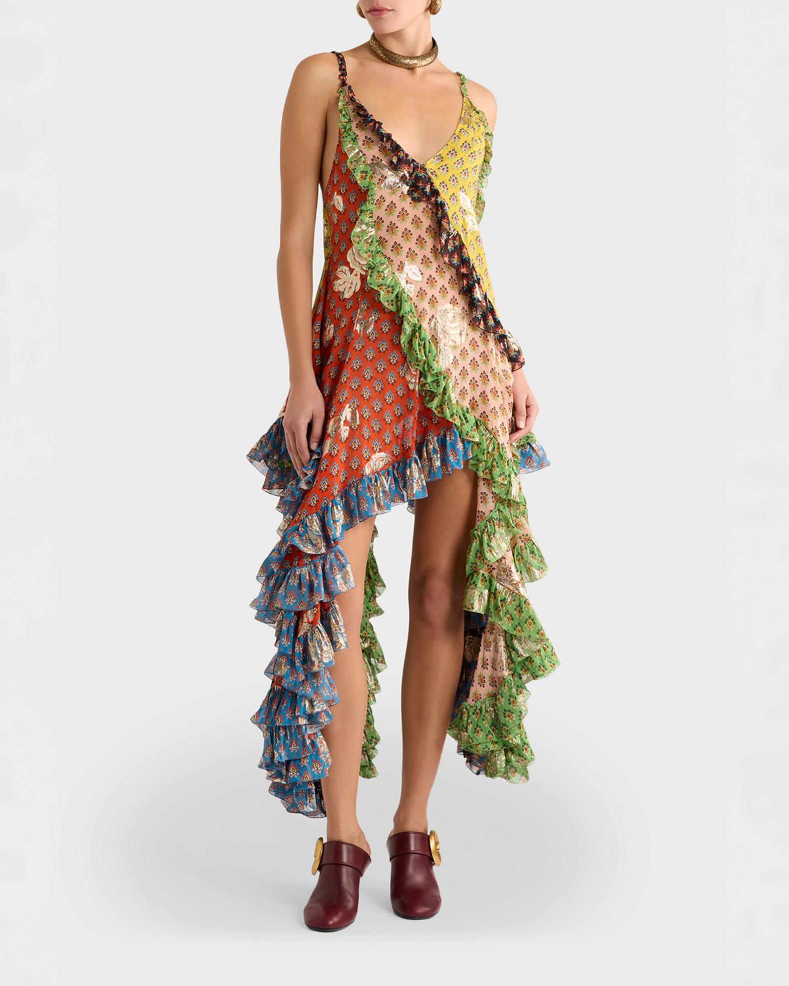 Etro Asymmetric Ruffle Midi Dress | Neiman Marcus