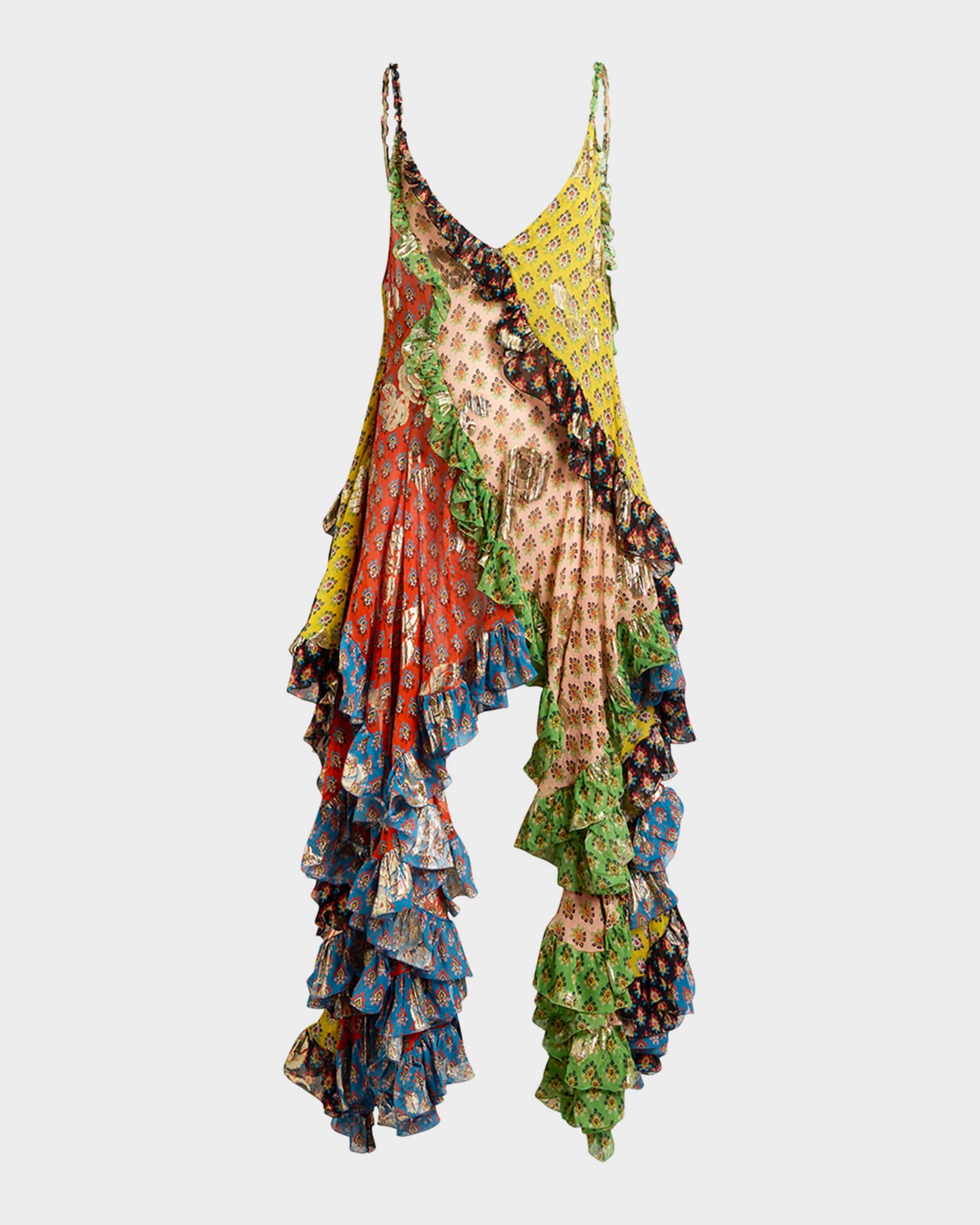 Etro Asymmetric Ruffle Midi Dress | Neiman Marcus
