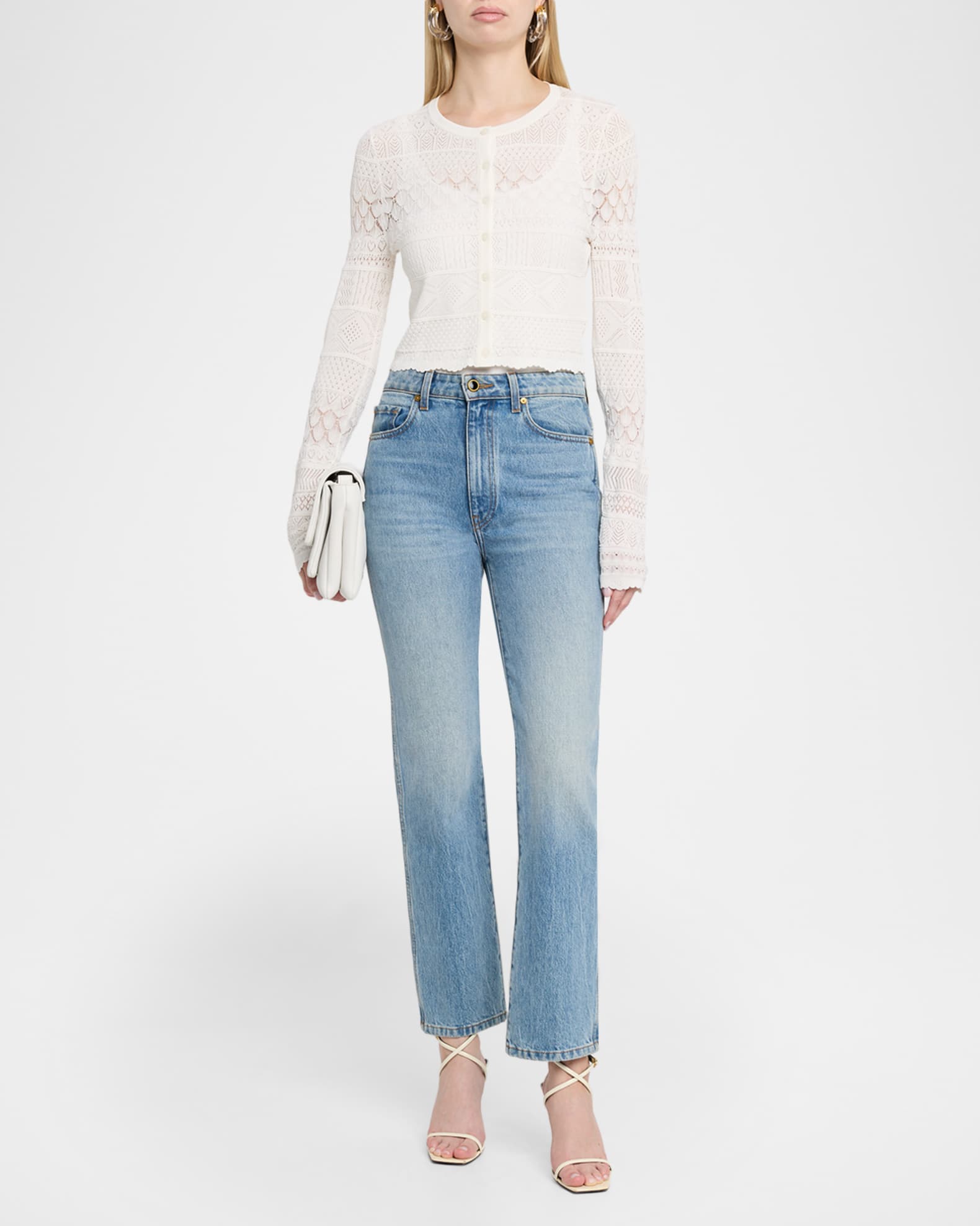 LoveShackFancy Brigette Pointelle Knit Cardigan | Neiman Marcus