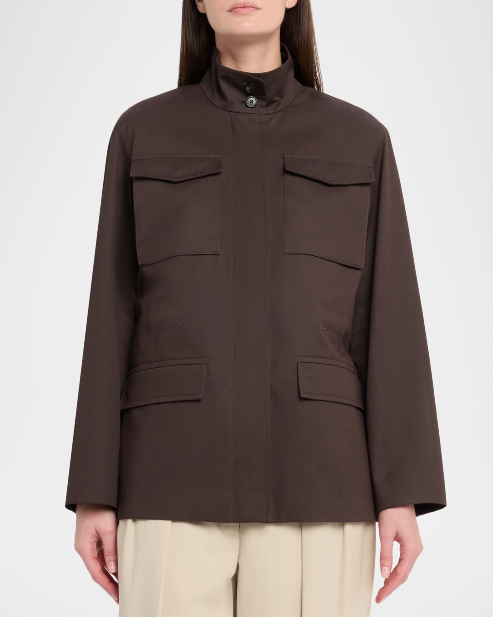 THE ROW Floriane Cotton-Cashmere Utility Jacket | Neiman Marcus