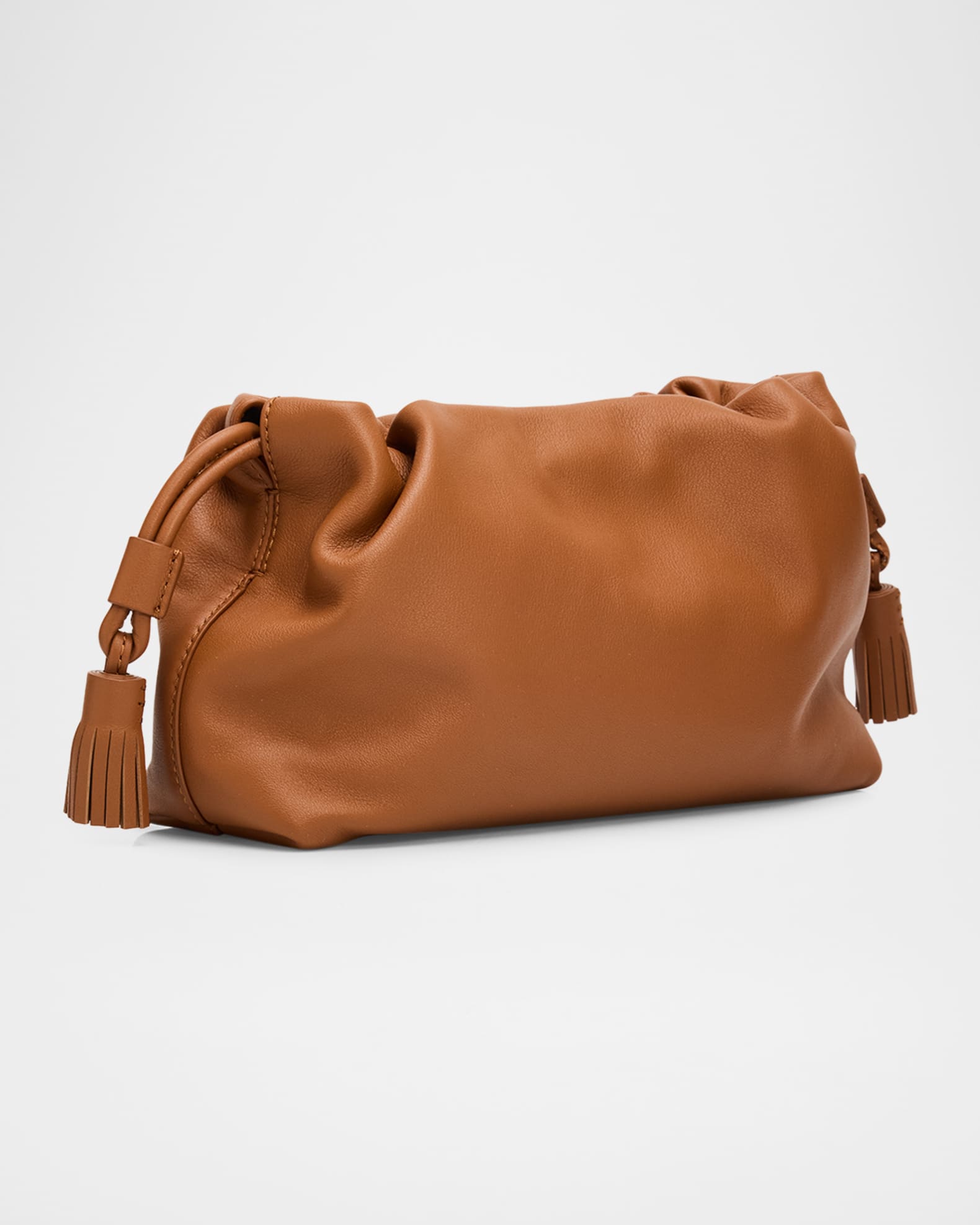 Veronica Beard Stash Small Drawstring Leather Clutch Bag | Neiman Marcus
