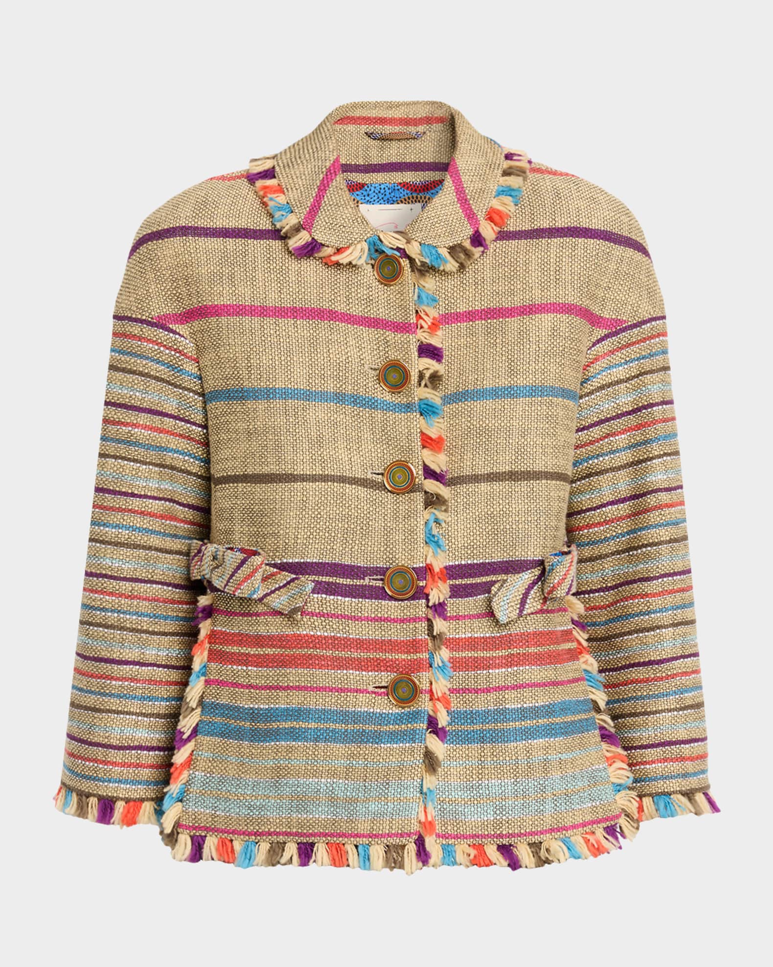 Maison Common Degrade Striped Tweed Single-Breasted Jacket | Neiman Marcus
