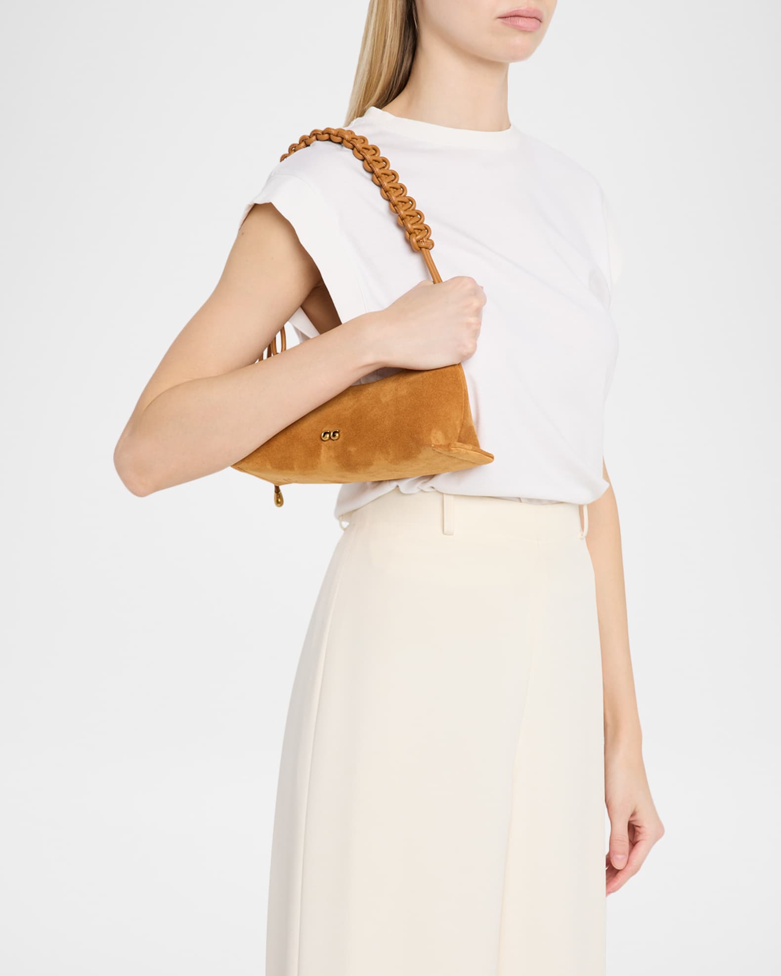 Cult Gaia Osa Braided-Strap Suede Shoulder Bag | Neiman Marcus
