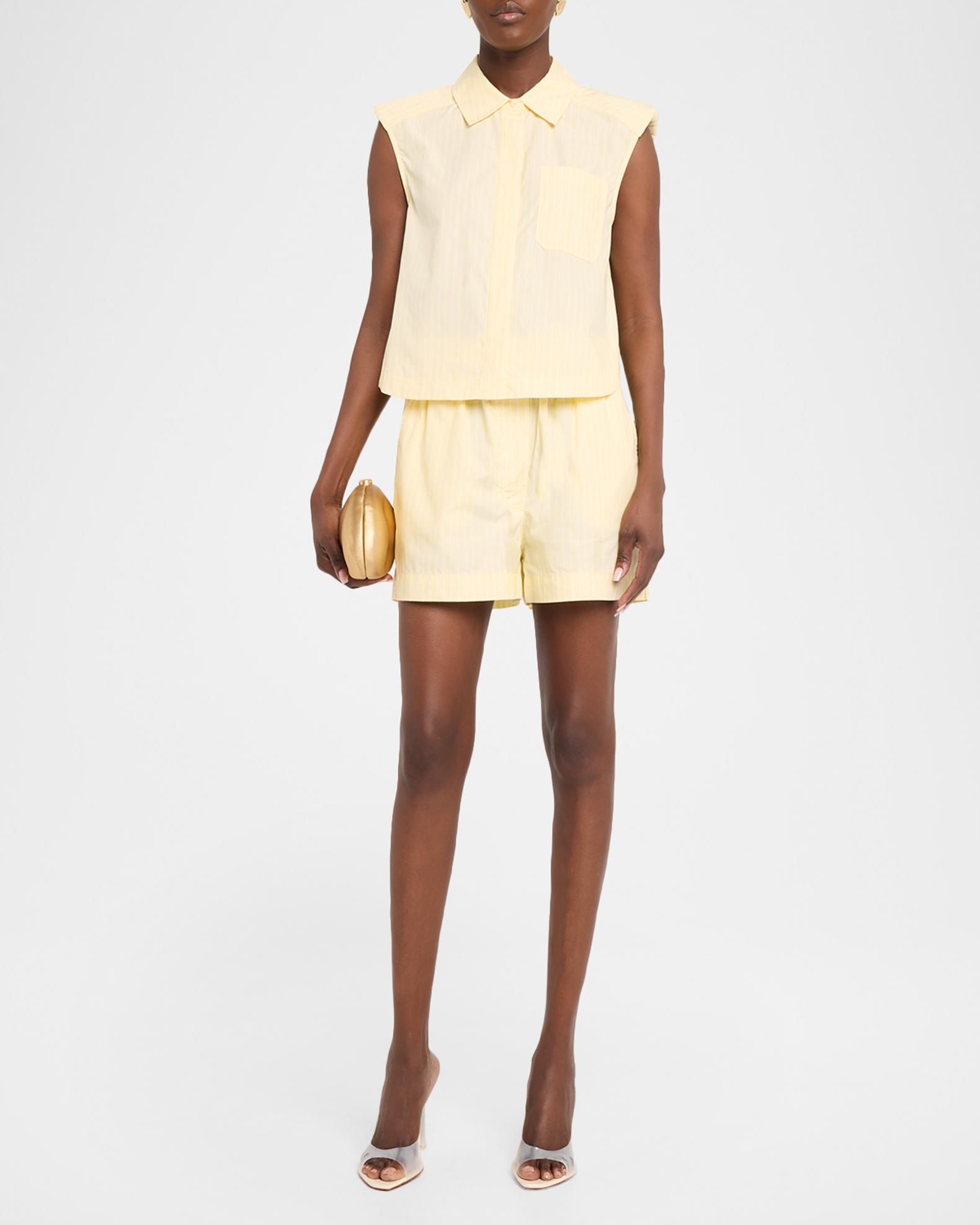 SIMKHAI Sarah Stripe Cotton Boxer Shorts | Neiman Marcus