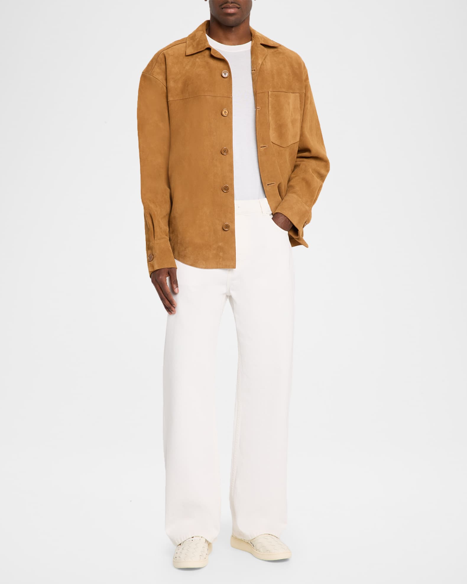 Ami Paris Men's Leather Button-Down Overshirt | Neiman Marcus