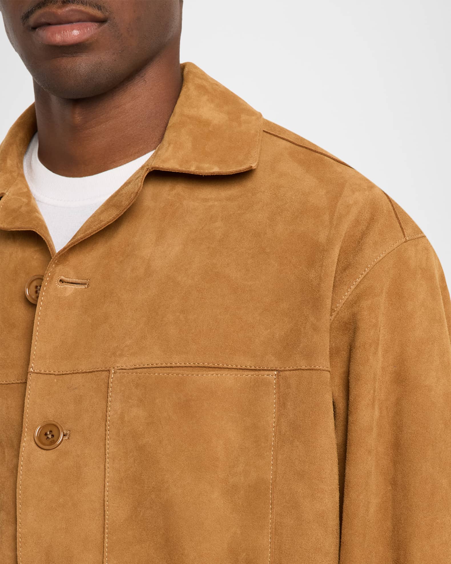 Ami Paris Men's Leather Button-Down Overshirt | Neiman Marcus