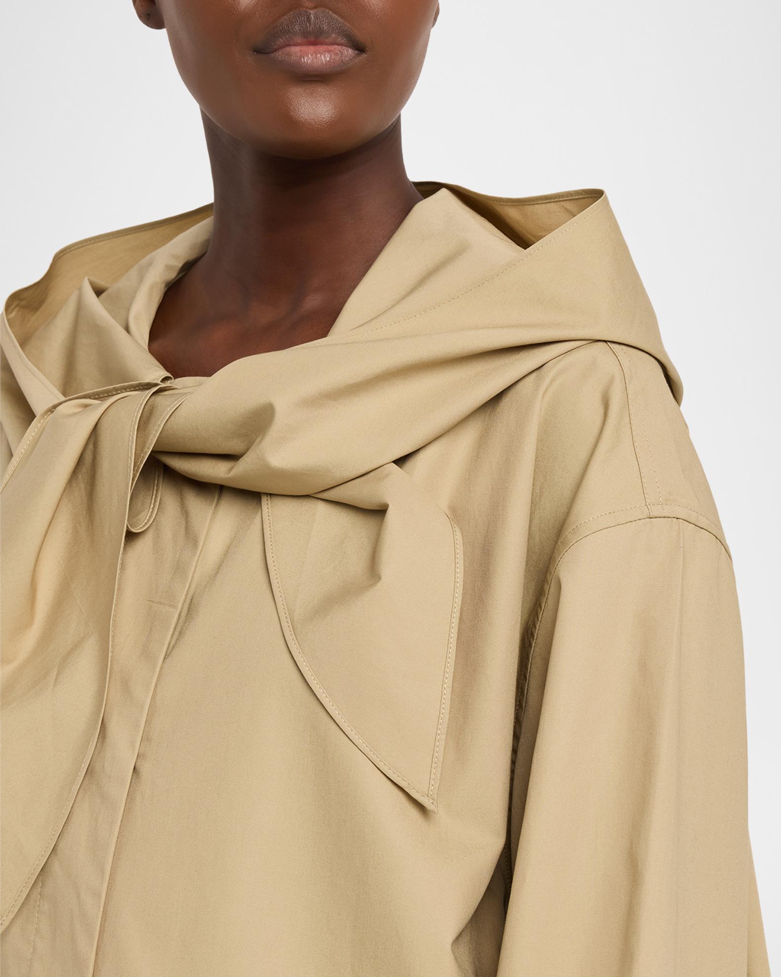 Toteme Scarf Hooded Technical Cotton Trapeze Jacket | Neiman Marcus