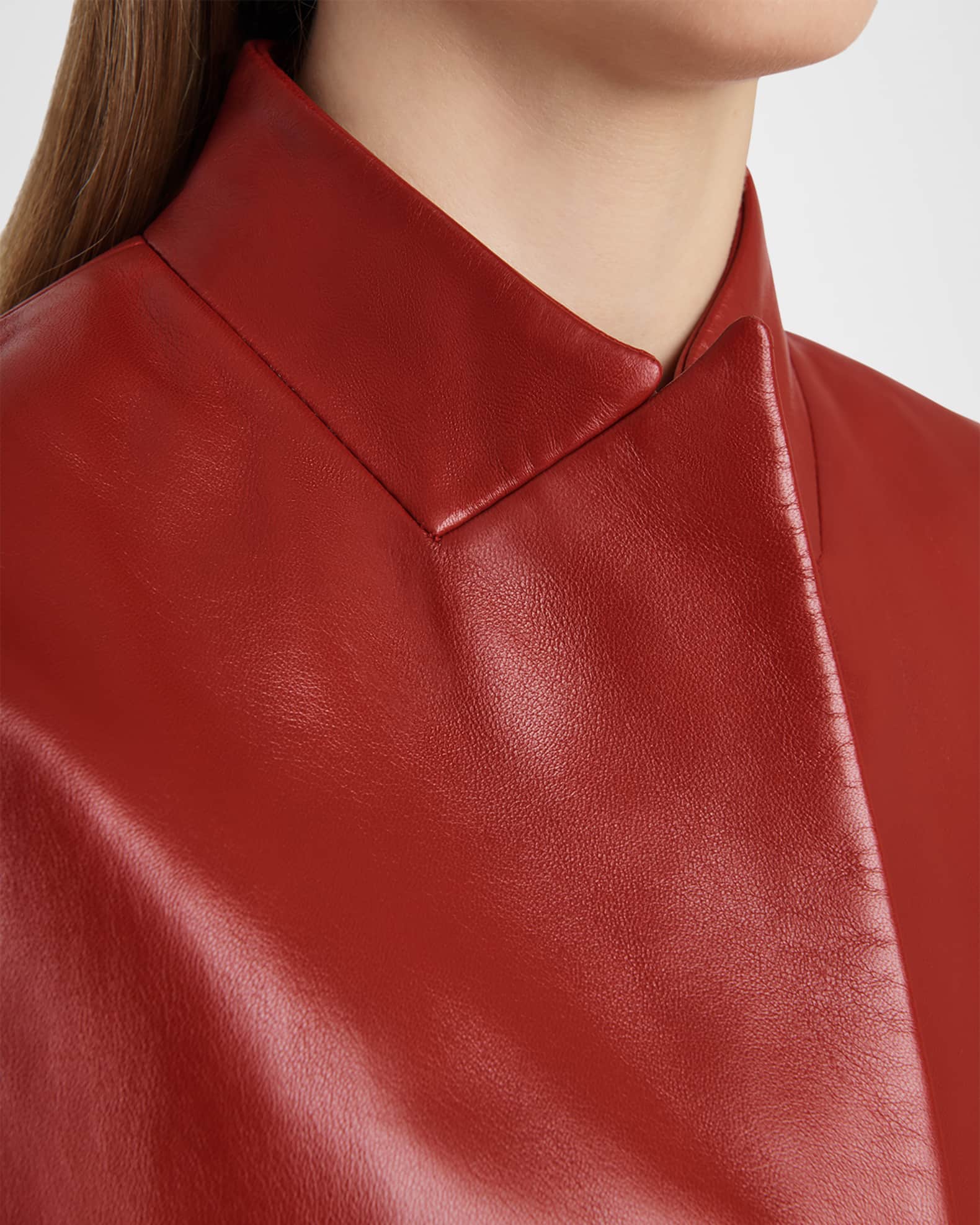 Khaite Dolso Single-Breasted Leather Cape Jacket | Neiman Marcus