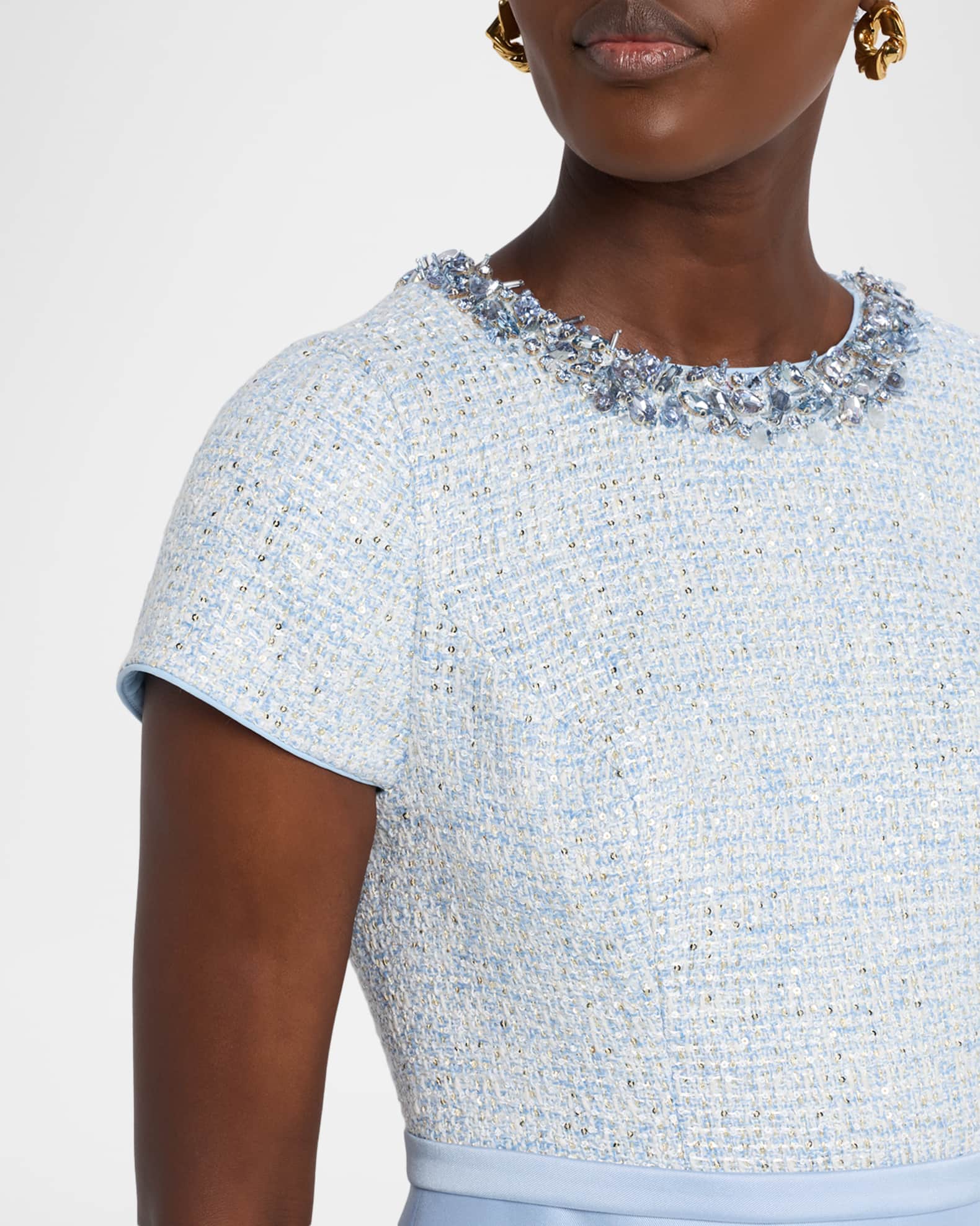 SACHIN BABI Isla Sequin Tweed & Mikado Column Gown | Neiman Marcus