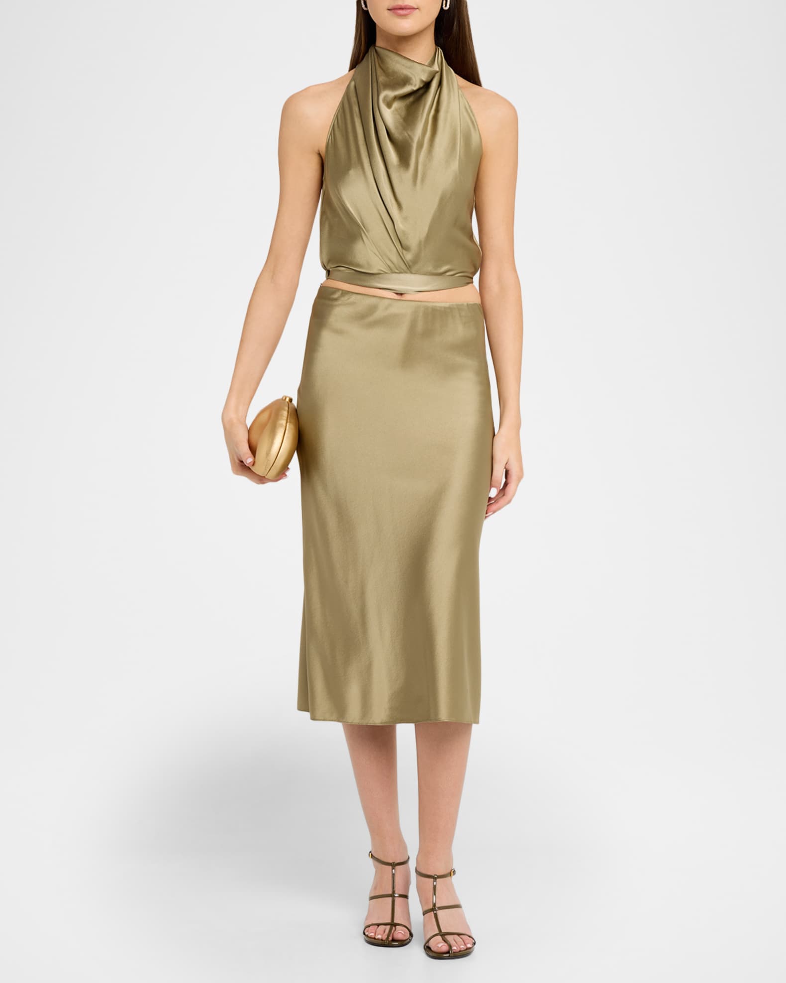 Ramy Brook Krisia Silk Midi Skirt | Neiman Marcus