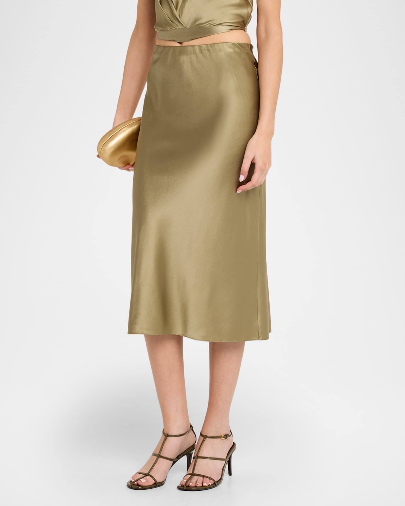 Ramy Brook Krisia Silk Midi Skirt | Neiman Marcus