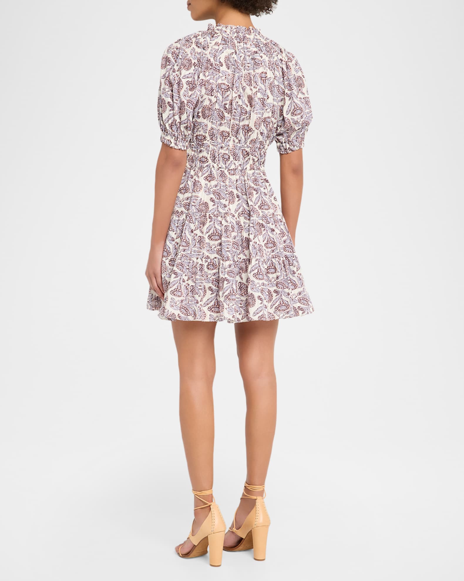 Ulla Johnson Soffia Printed Puff-Sleeve Mini Dress | Neiman Marcus