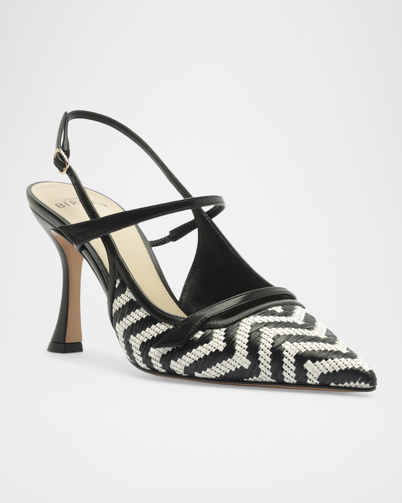 Alexandre Birman 85mm Tita Zig-Zag Raffia Slingback Pumps | Neiman Marcus