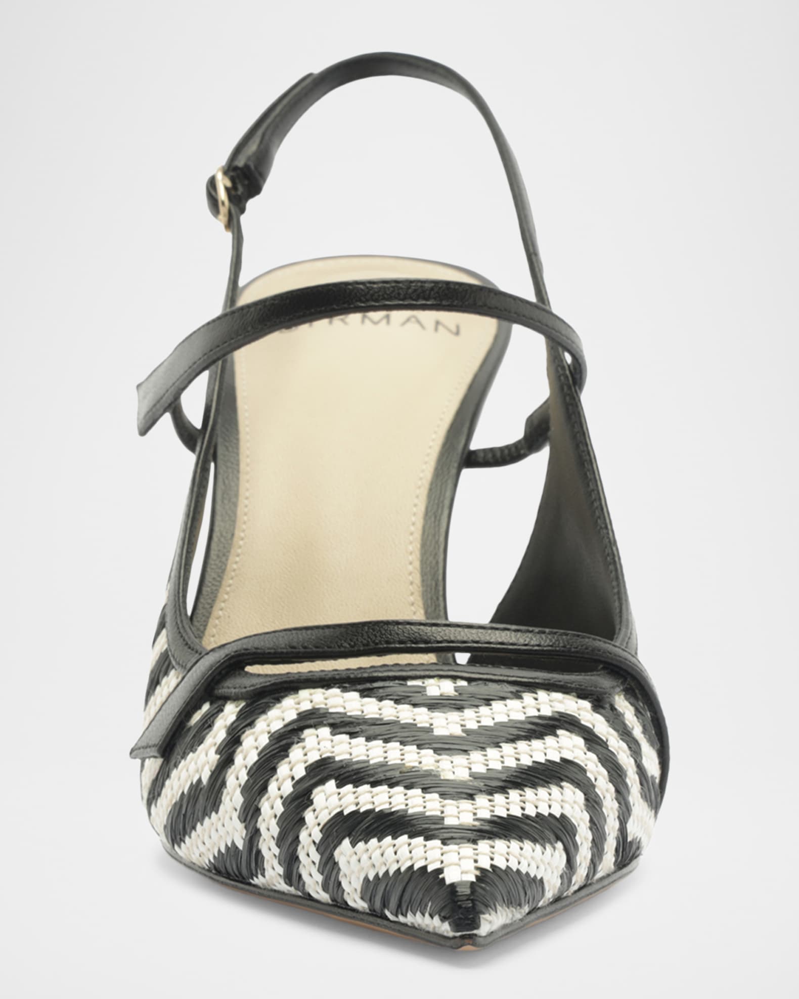 Alexandre Birman 85mm Tita Zig-Zag Raffia Slingback Pumps | Neiman Marcus