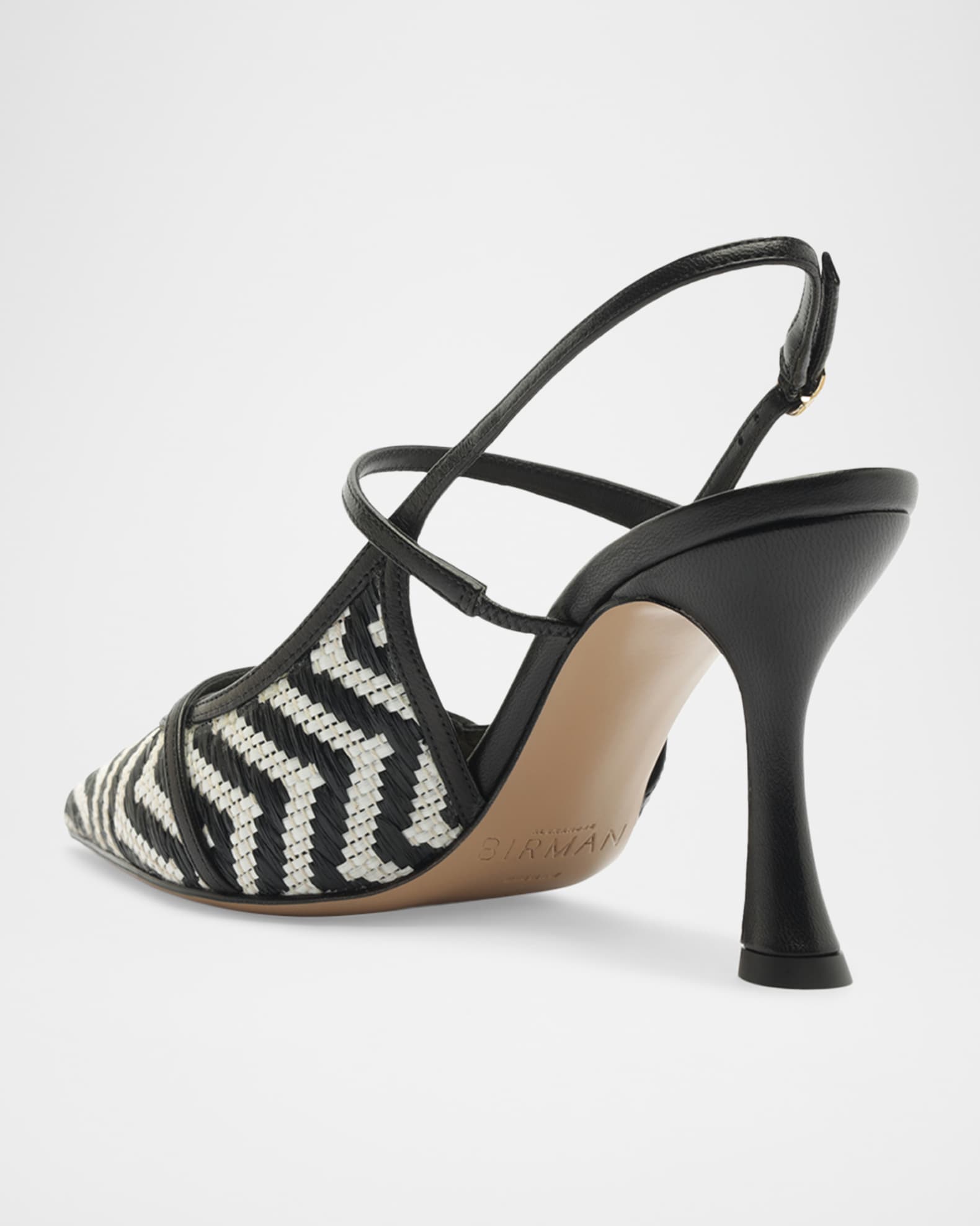Alexandre Birman 85mm Tita Zig-Zag Raffia Slingback Pumps | Neiman Marcus