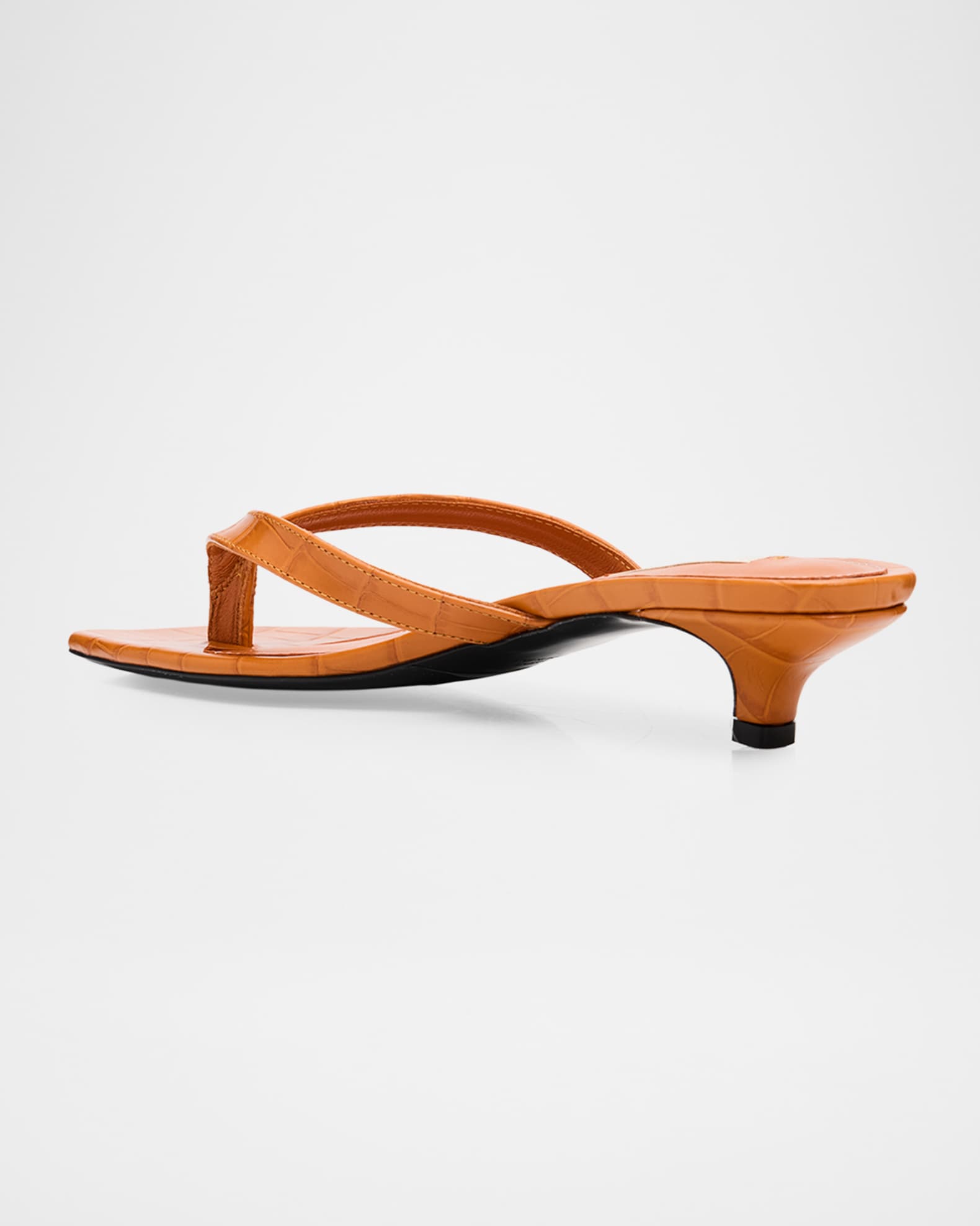 Toteme 35mm Croc-Embossed Leather Heeled Flip Flops | Neiman Marcus