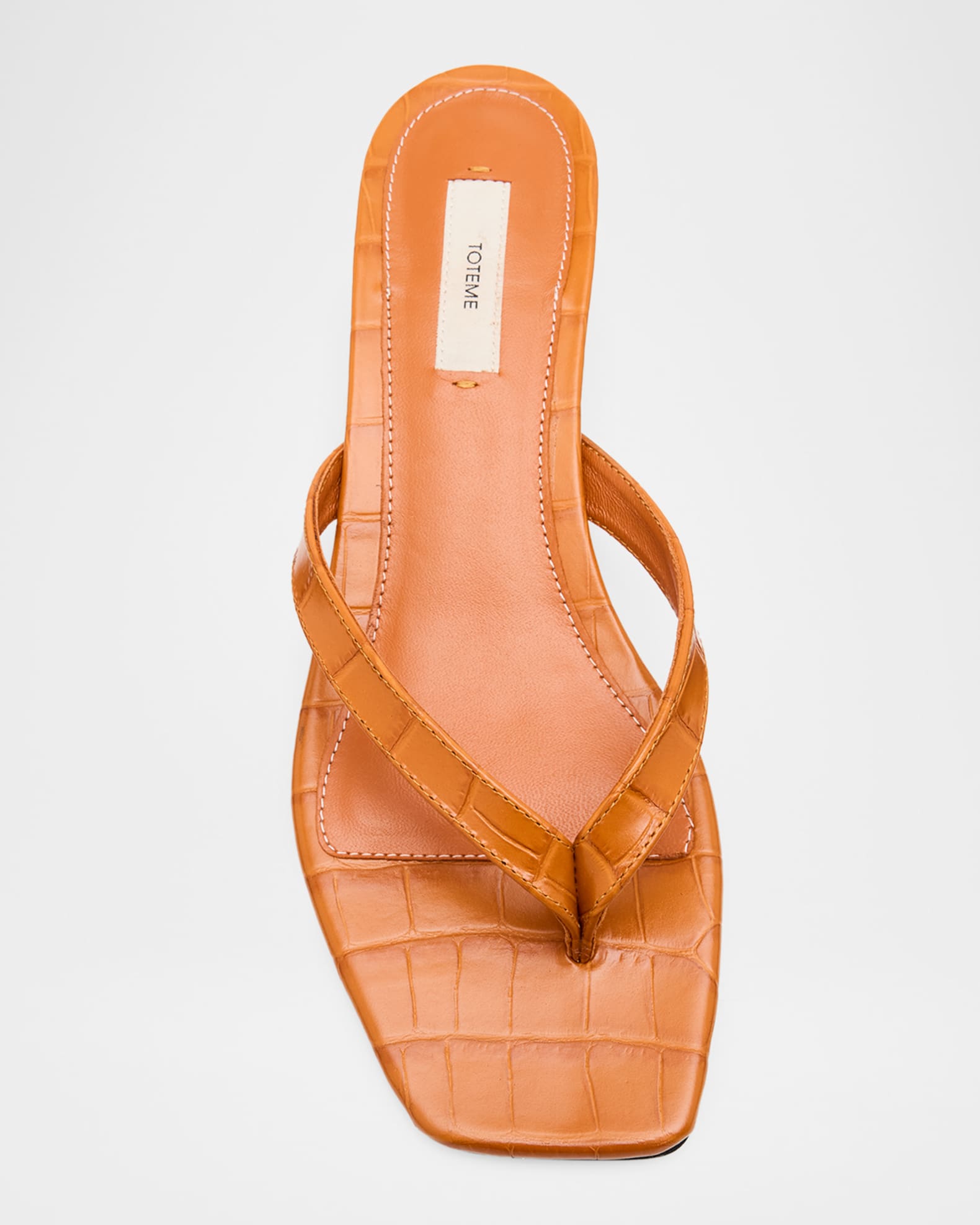 Toteme 35mm Croc-Embossed Leather Heeled Flip Flops | Neiman Marcus