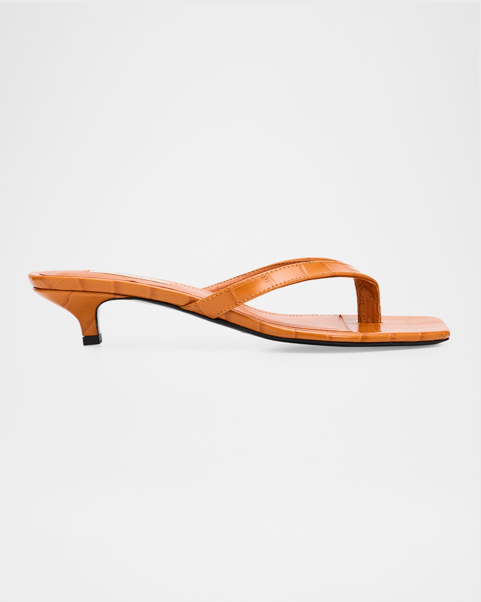 Toteme 35mm Croc-Embossed Leather Heeled Flip Flops | Neiman Marcus