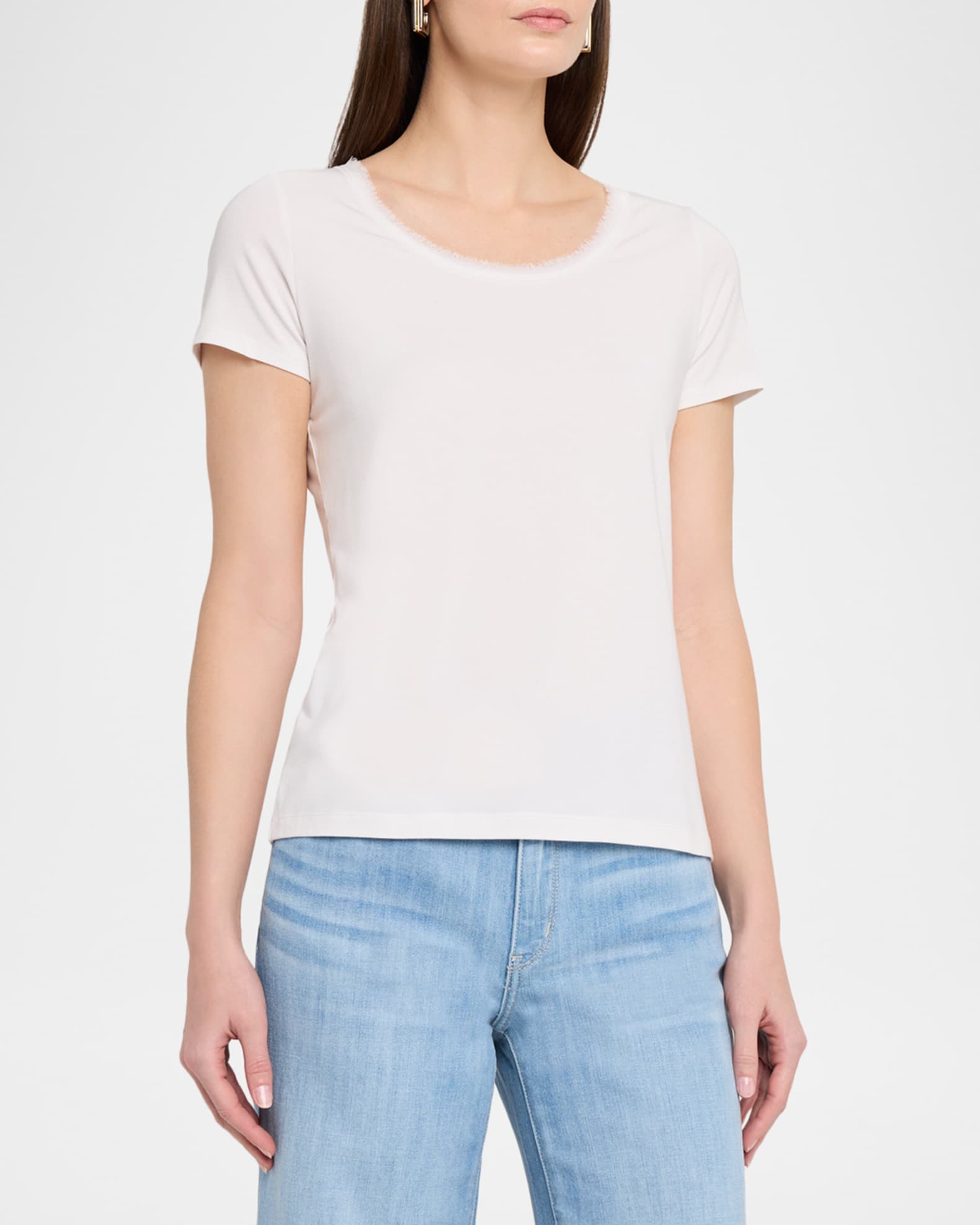 Kobi Halperin Ahava Cotton-Blend Scoopneck T-Shirt | Neiman Marcus