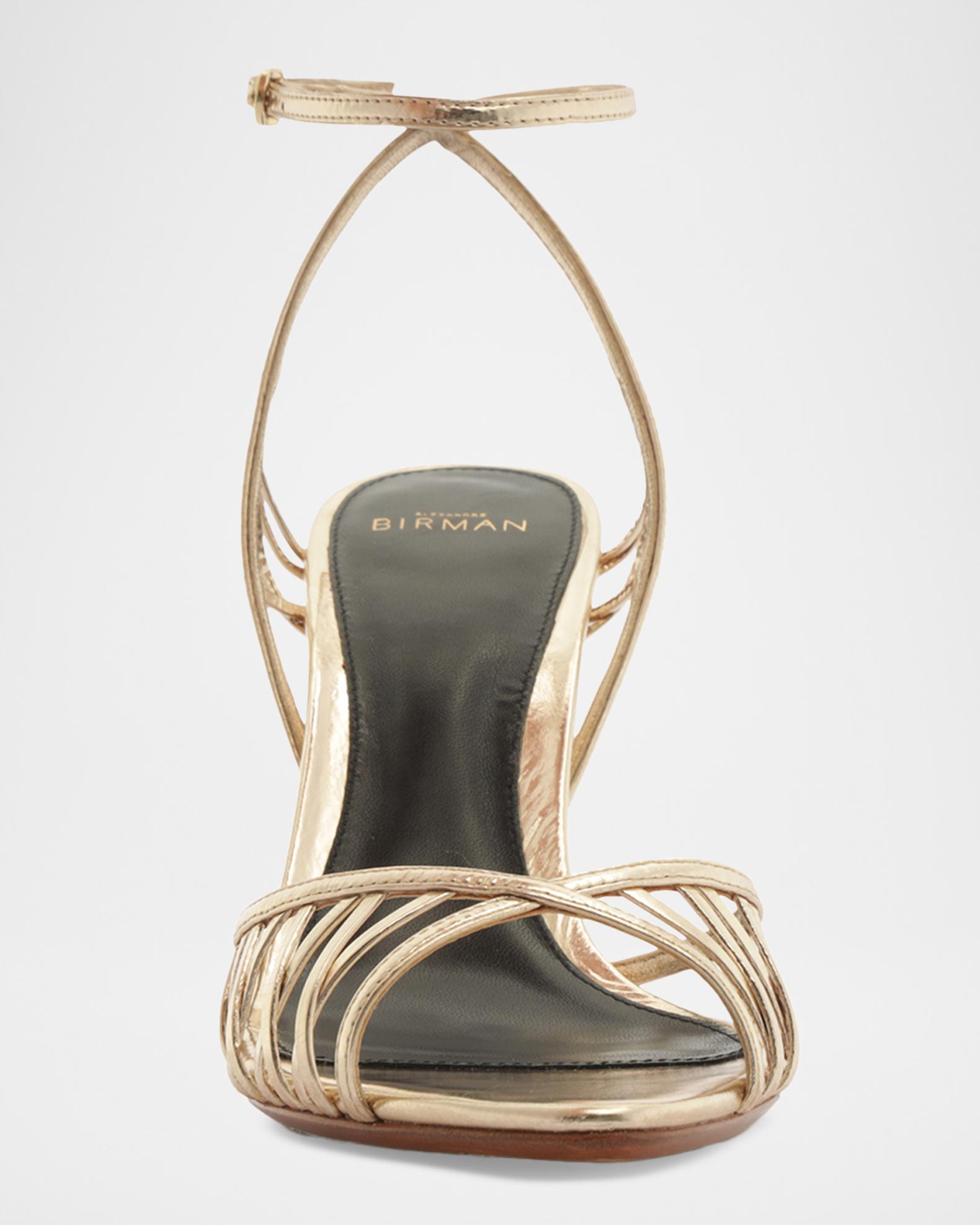 Alexandre Birman 85mm Solene Metallic Leather Sandals | Neiman Marcus