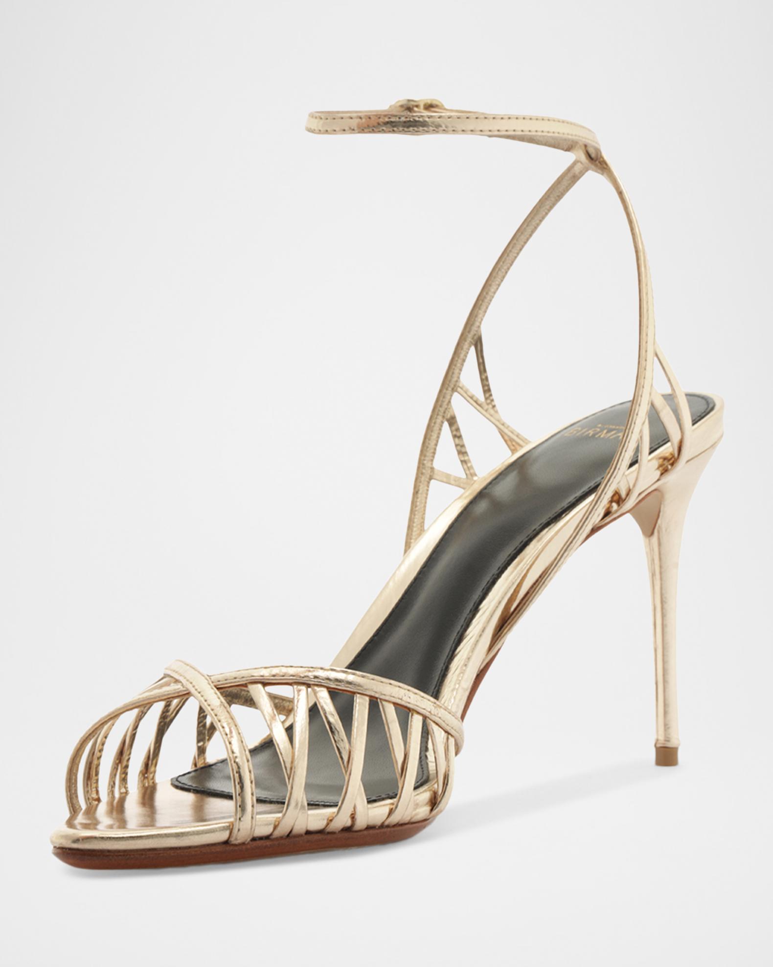 Alexandre Birman 85mm Solene Metallic Leather Sandals | Neiman Marcus