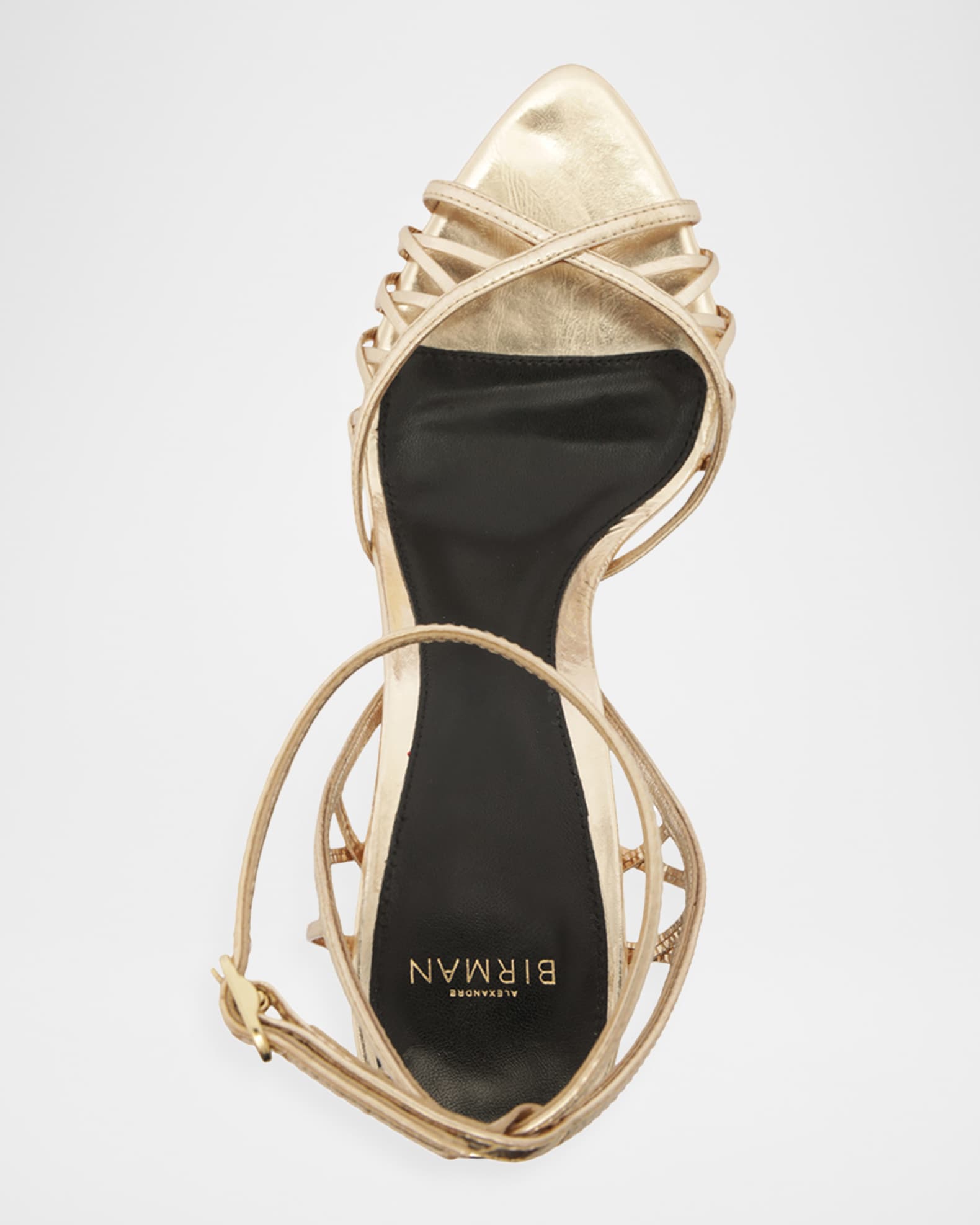Alexandre Birman 85mm Solene Metallic Leather Sandals | Neiman Marcus