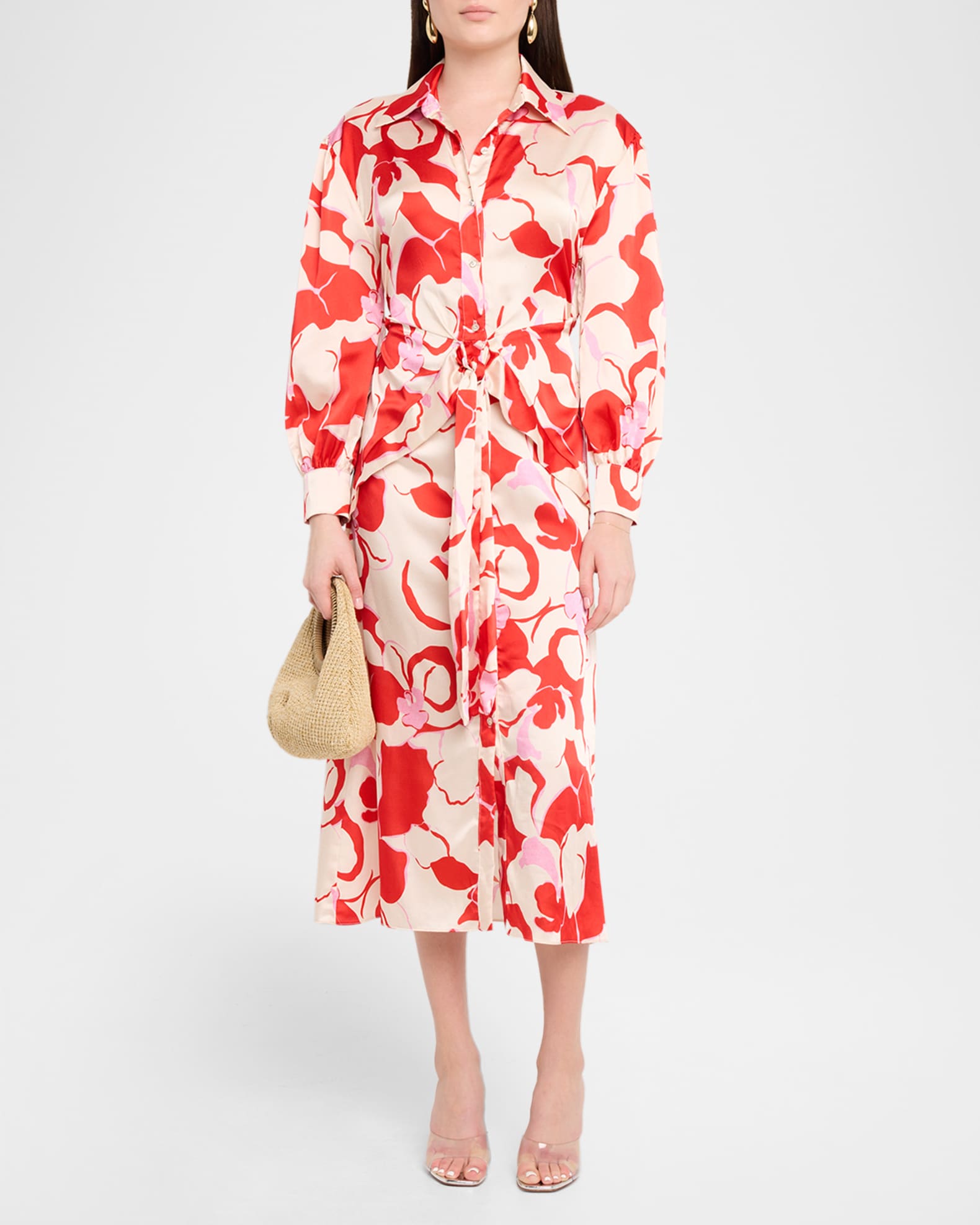 MISA Los Angeles Kasbah Floral Midi Shirtdress | Neiman Marcus