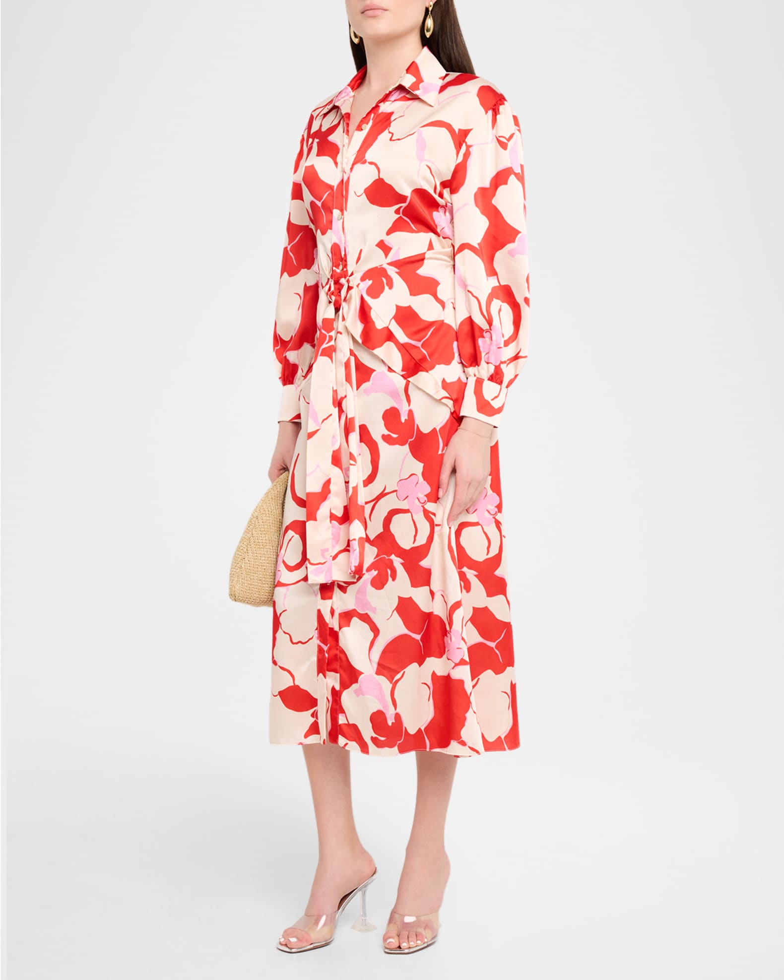 MISA Los Angeles Kasbah Floral Midi Shirtdress | Neiman Marcus