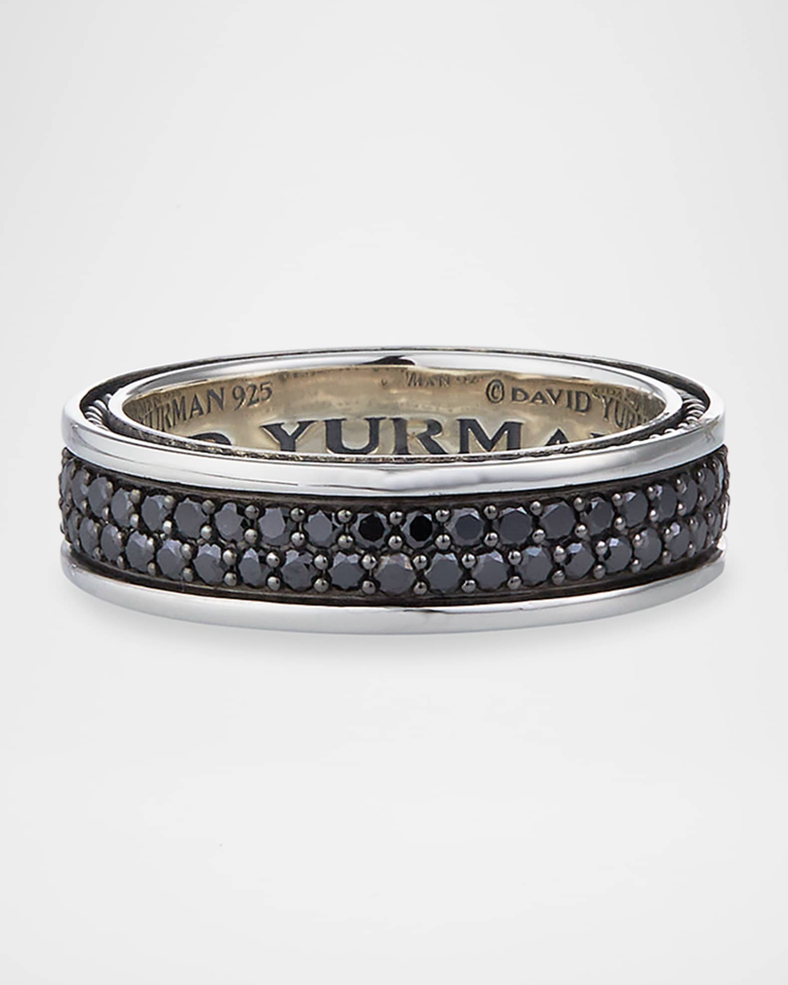 David Yurman Men's Streamline Two-Row Band Ring with Black Diamonds in ...