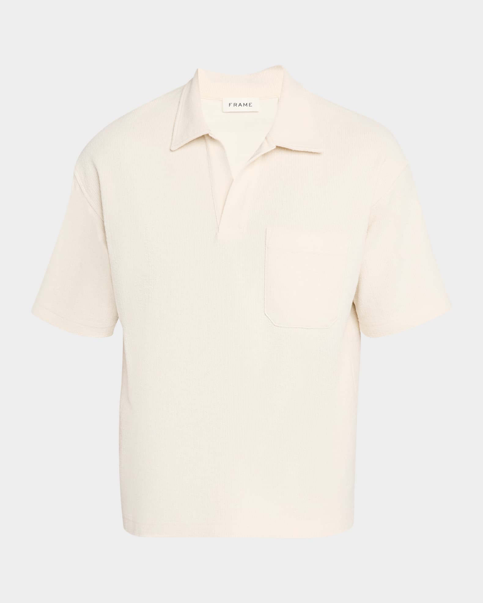 FRAME Men's Textured Johnny Collar Polo Shirt | Neiman Marcus