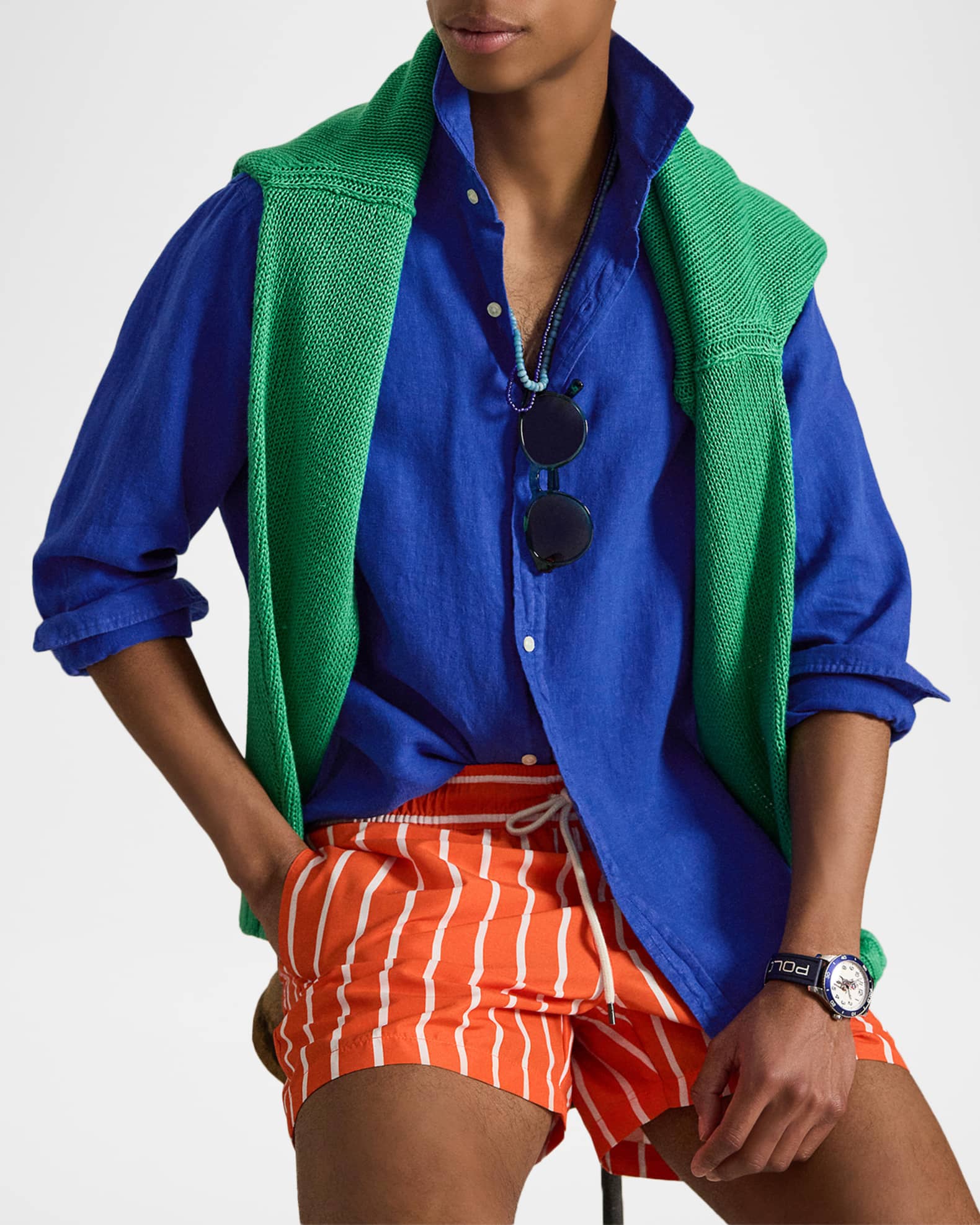 Polo Ralph Lauren Men's Slubbed Linen Button-Down Shirt | Neiman Marcus