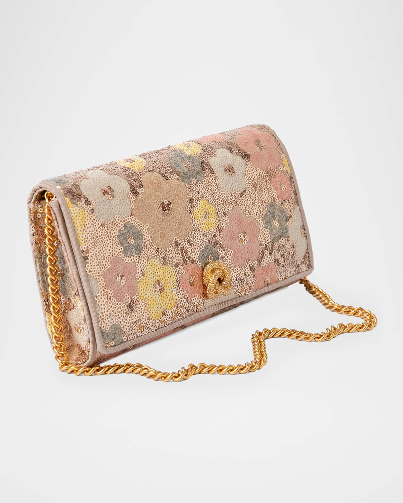 MICHELLE WILHITE Olivia Sequined Floral Clutch Bag | Neiman Marcus
