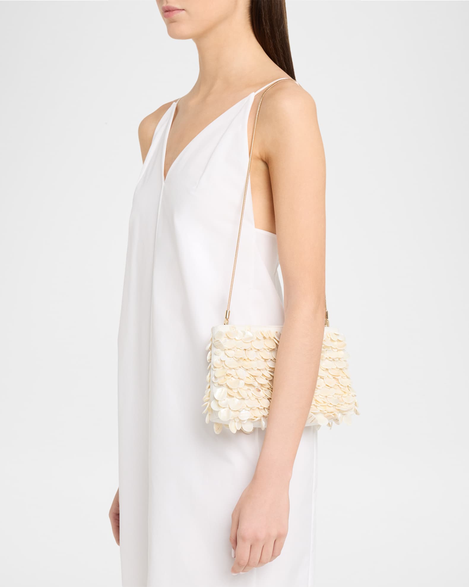 SIMKHAI Reese Seashell Leather Clutch Bag | Neiman Marcus