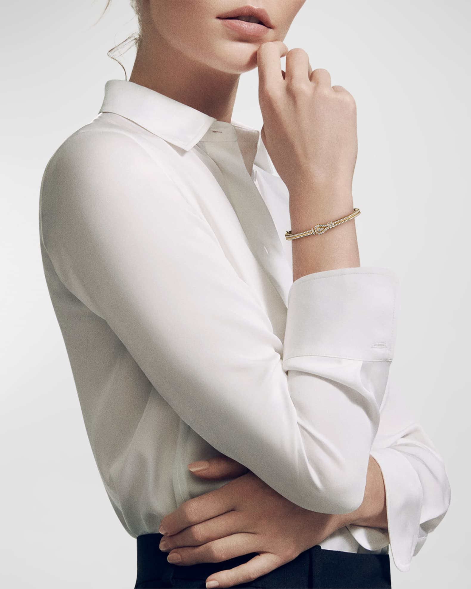 Thoroughbred Loop Bracelet with Full Pave Diamonds in 18K Gold | Neiman ...
