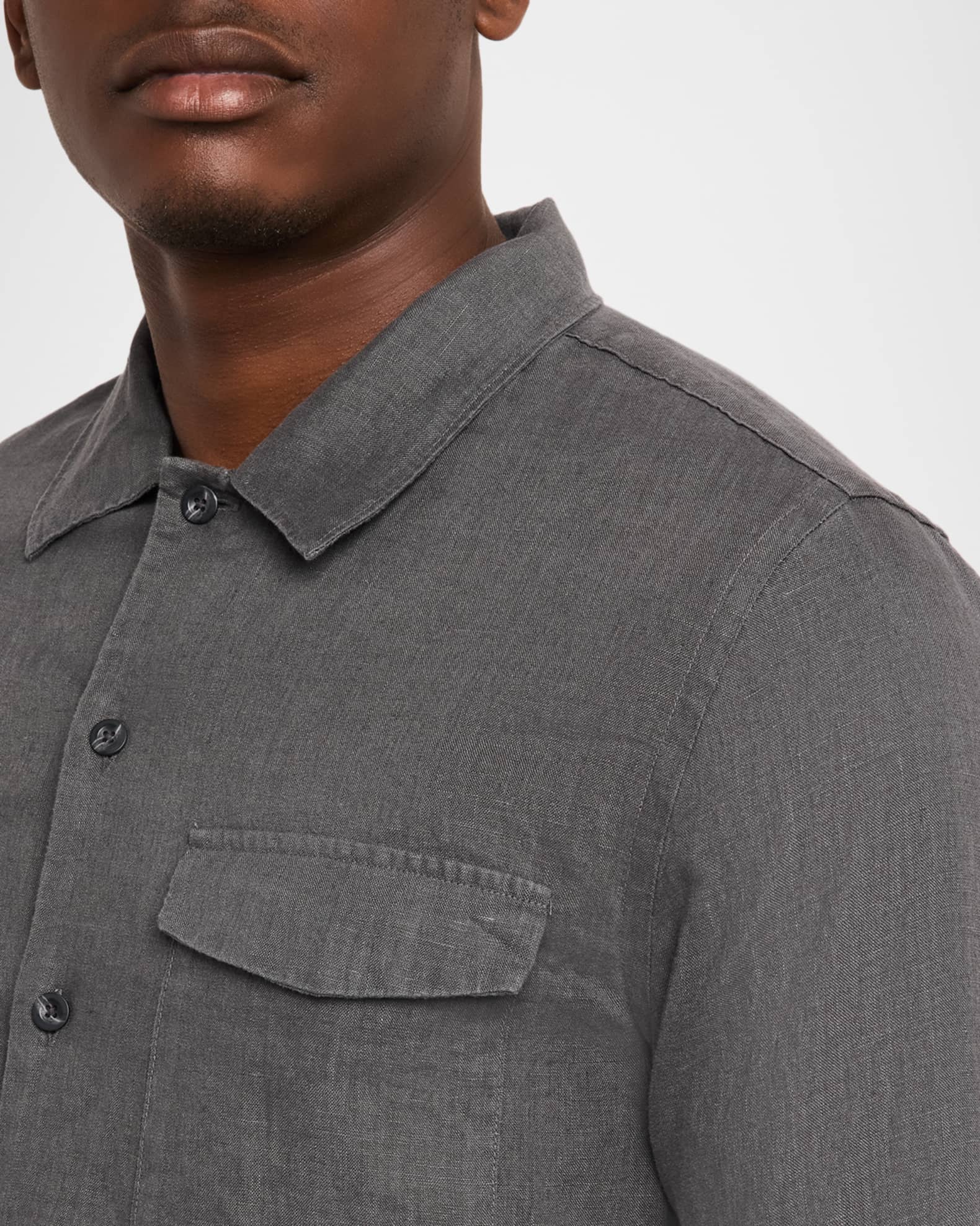 Vince Men's Linen Garage Button-Down Shirt | Neiman Marcus