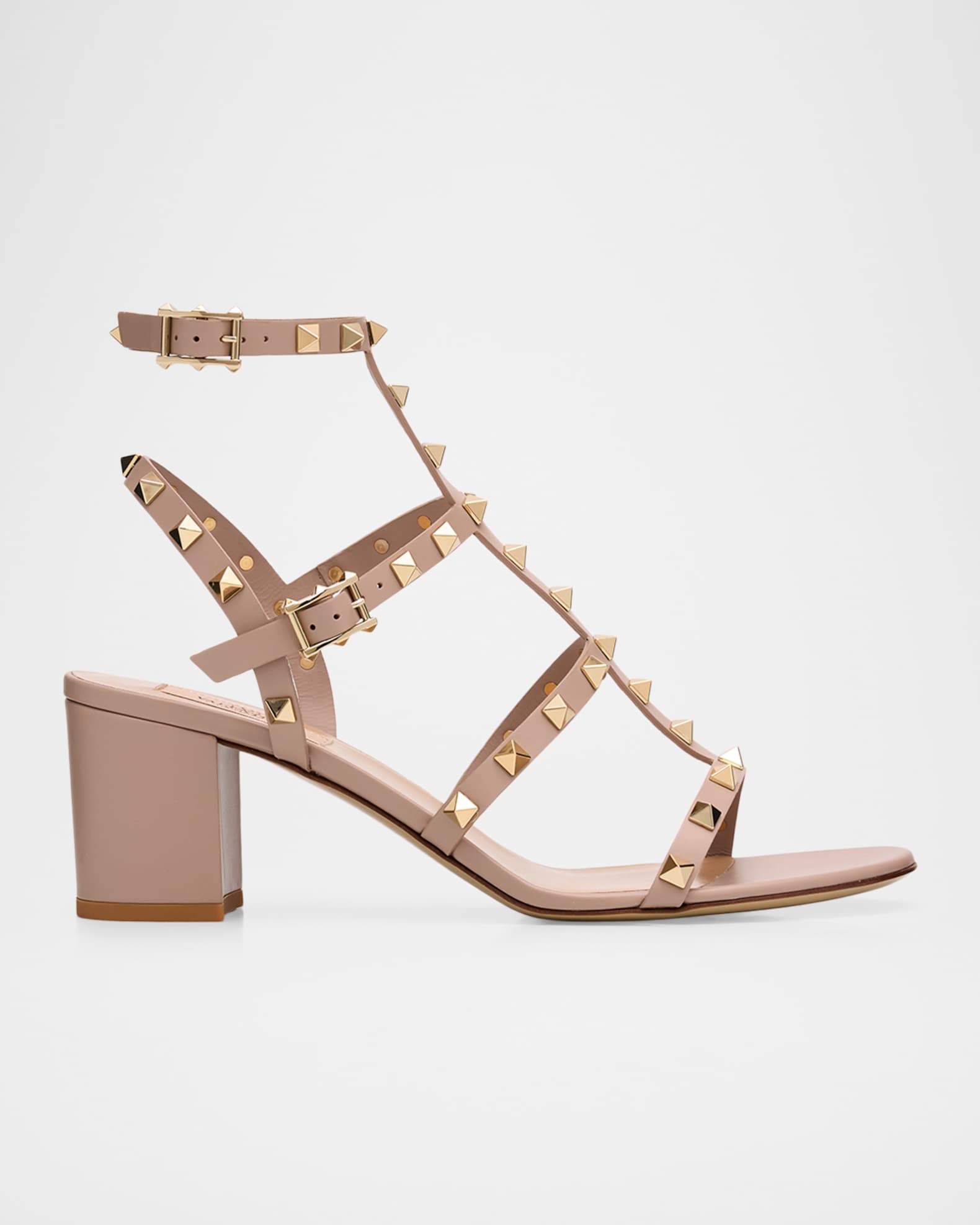 Valentino Garavani 60mm Rockstud Leather Caged Sandals | Neiman Marcus