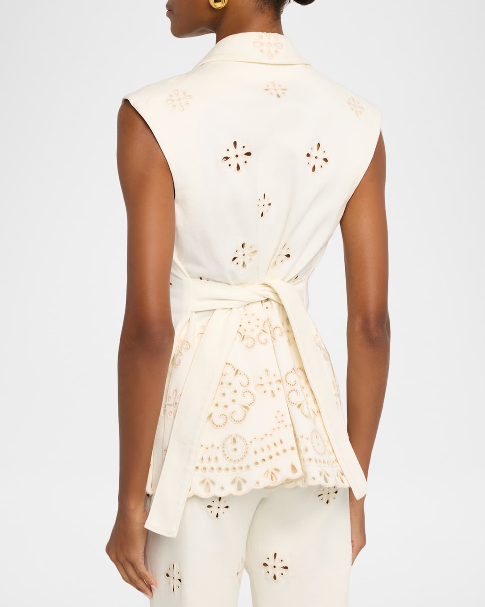 Veronica Beard Townes Eyelet Twill Vest | Neiman Marcus