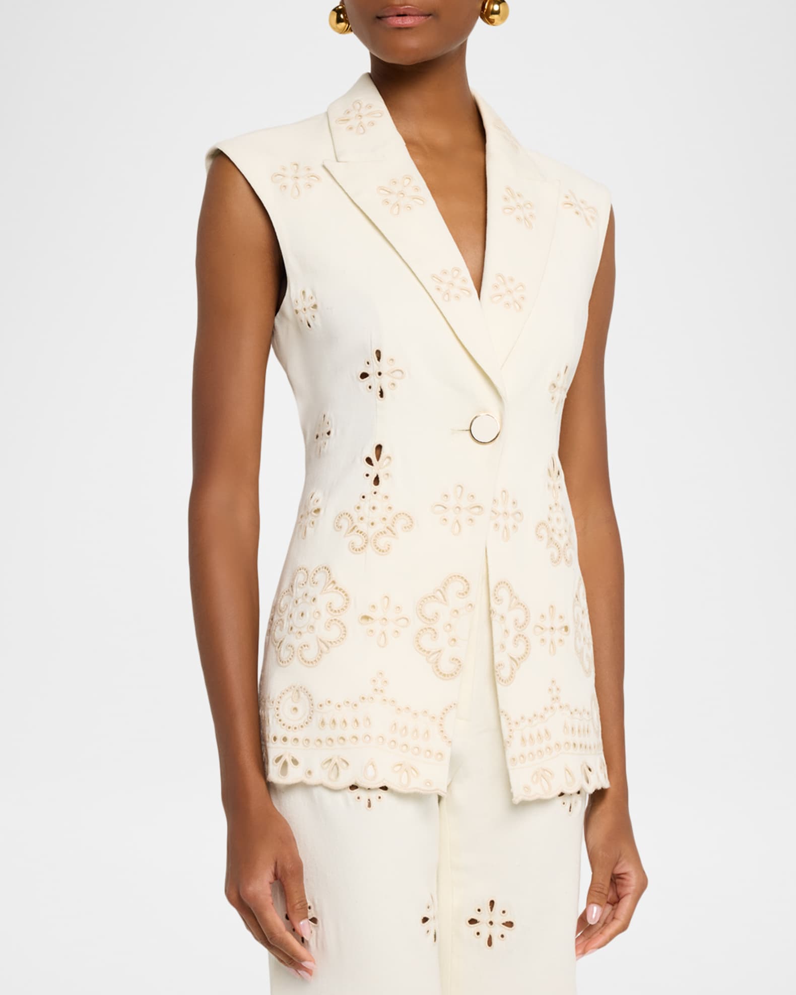 Veronica Beard Townes Eyelet Twill Vest | Neiman Marcus