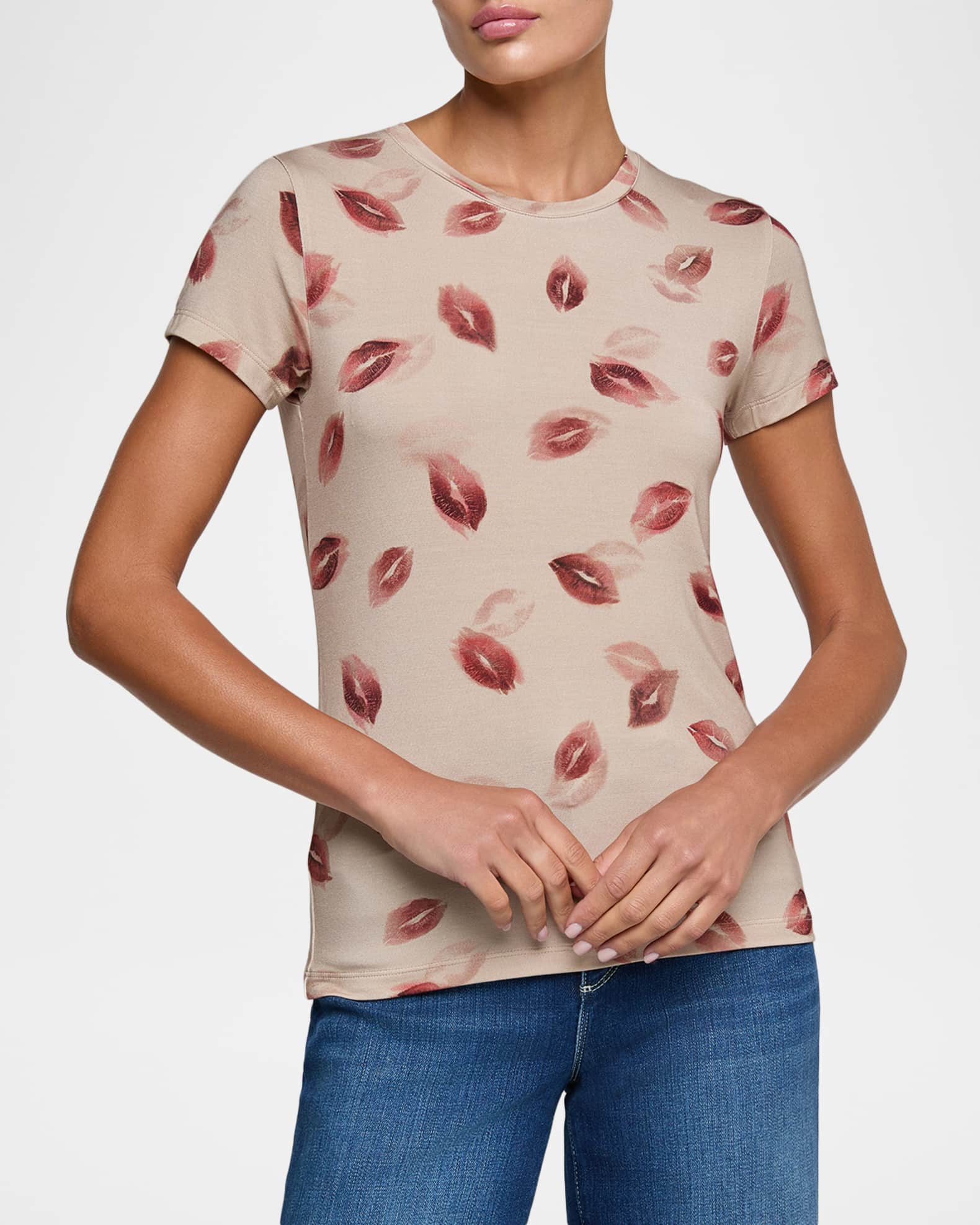 L'Agence Ressi Short-Sleeve Faded Kiss Tee | Neiman Marcus