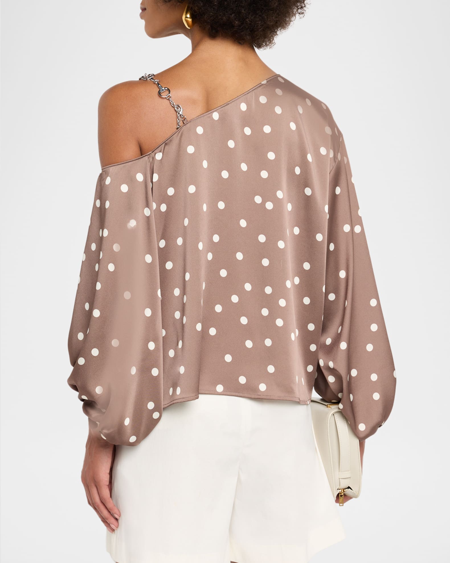 L'Agence Asami Chain One-Shoulder Blouse | Neiman Marcus