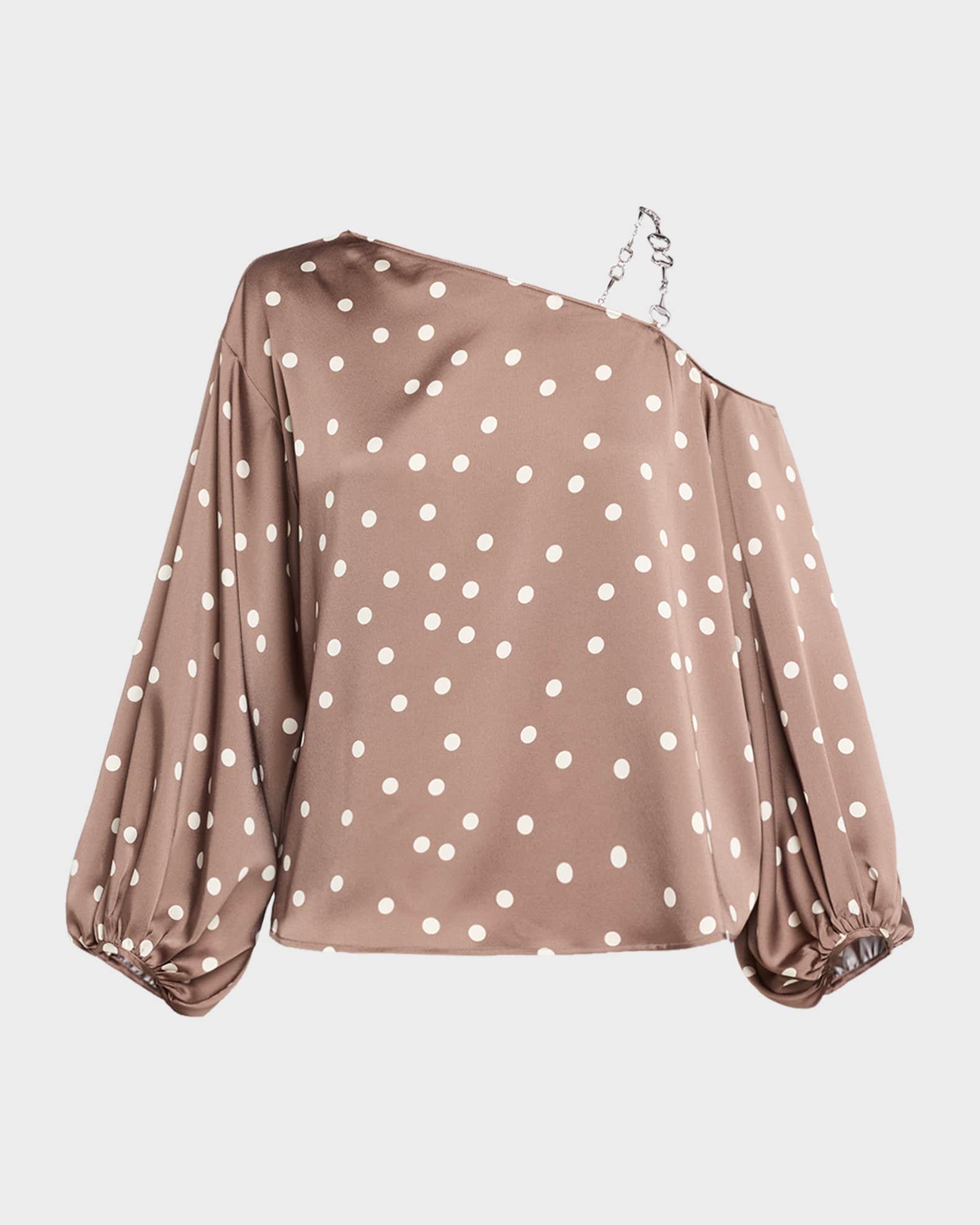 L'Agence Asami Chain One-Shoulder Blouse | Neiman Marcus