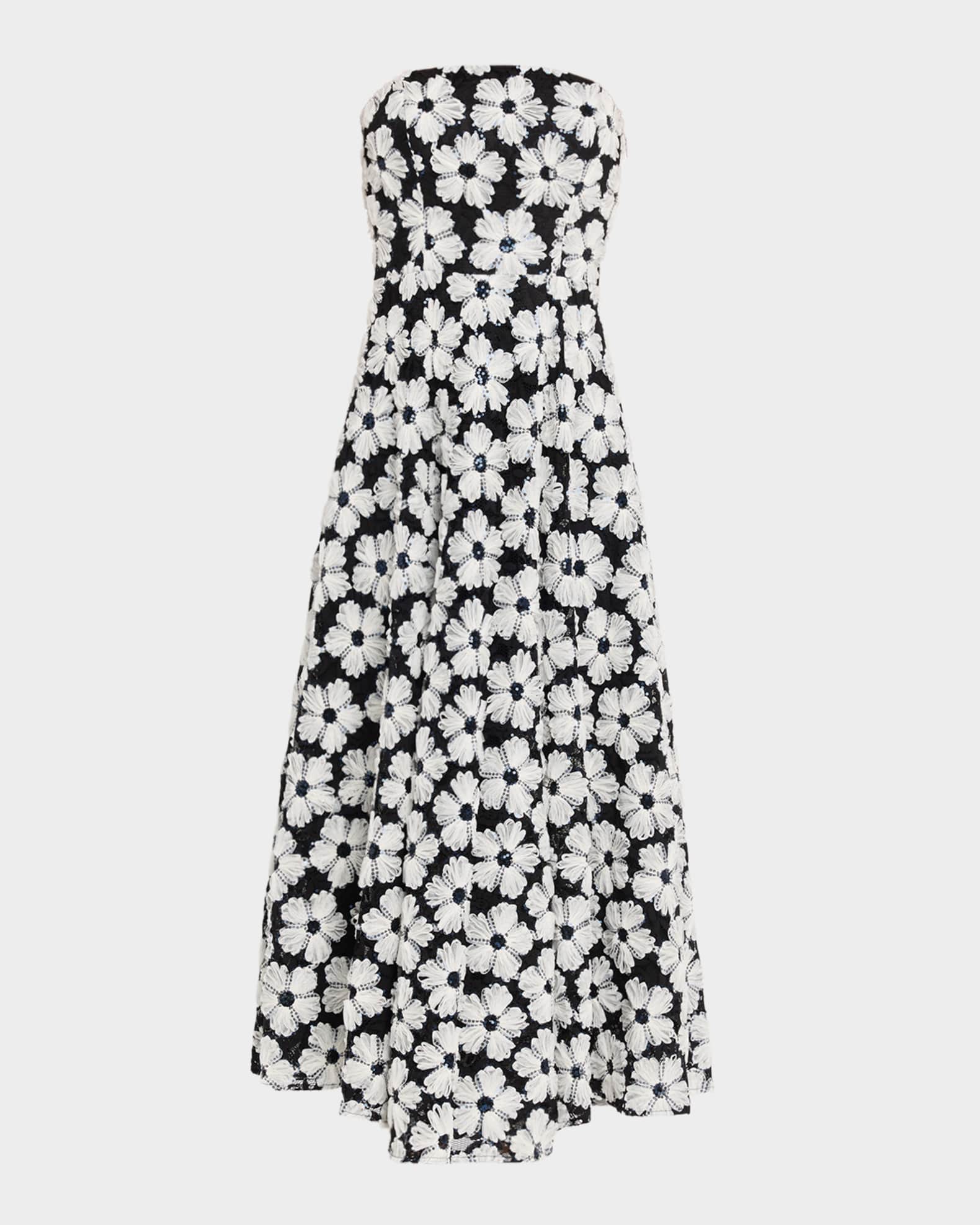 Shoshanna Miller Strapless Floral Tulle Chiffon Maxi Dress | Neiman Marcus