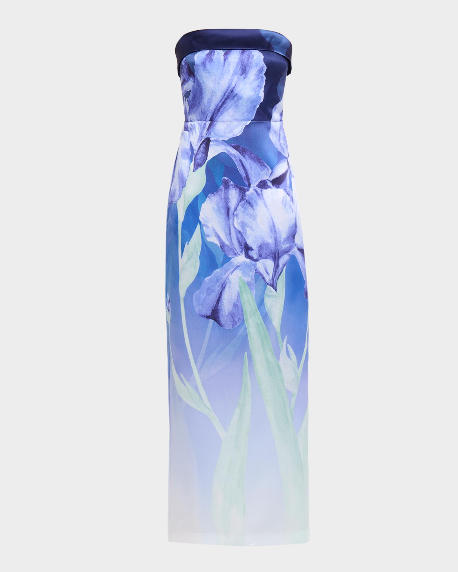 Theia Cyrilla Ombre Floral-Print Column Gown | Neiman Marcus