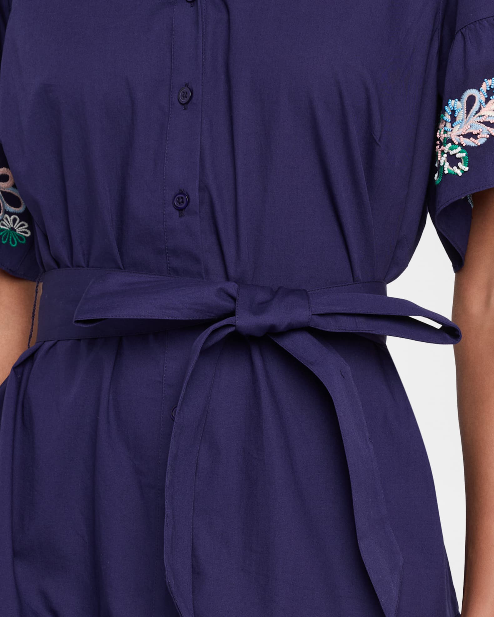 Shoshanna Lima Embroidered Flounce Cotton Mini Dress | Neiman Marcus