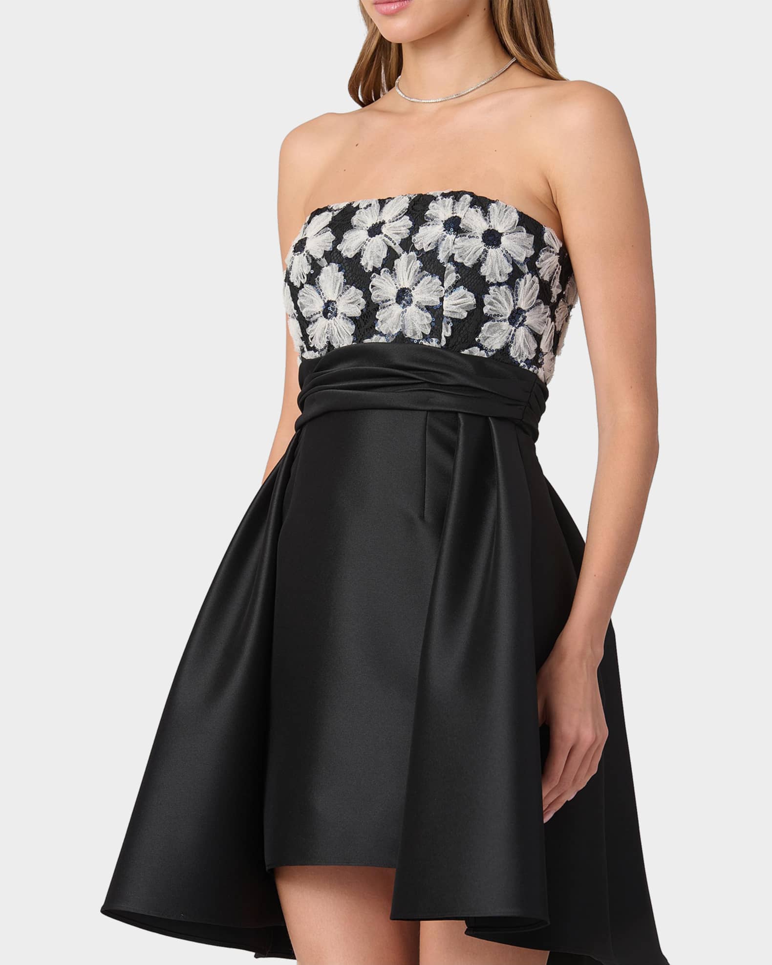 Shoshanna Mandy Strapless High-Low Taffeta Mini Dress | Neiman Marcus
