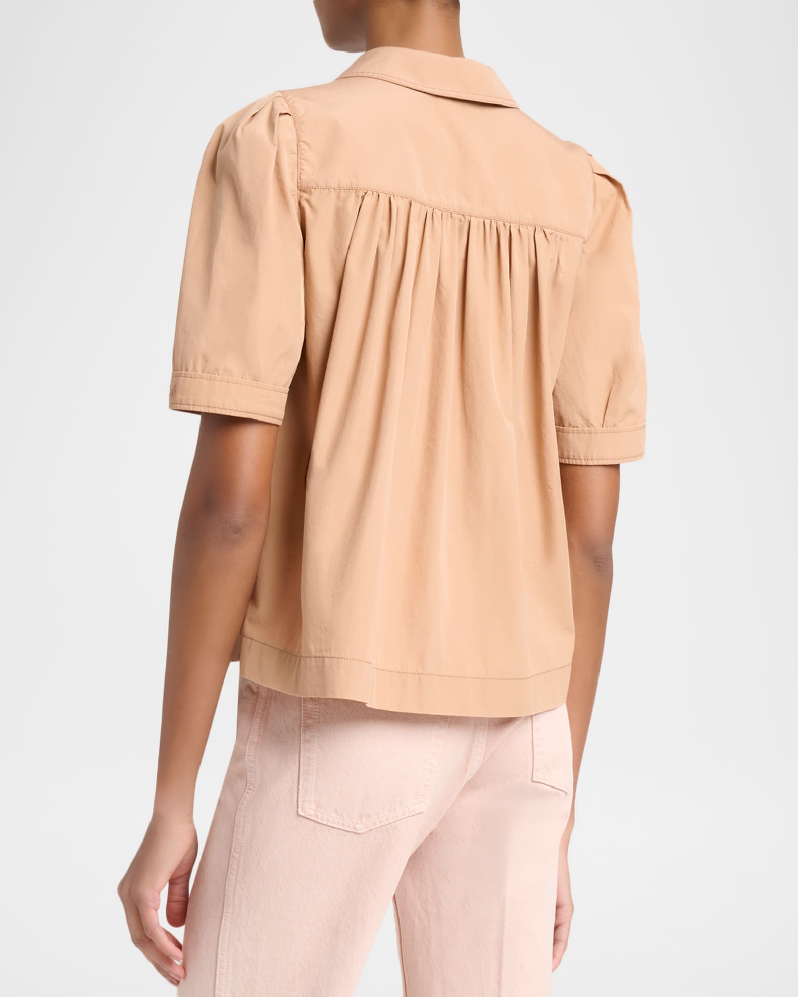Chloe Cotton Poplin Short-Sleeve Shirt | Neiman Marcus