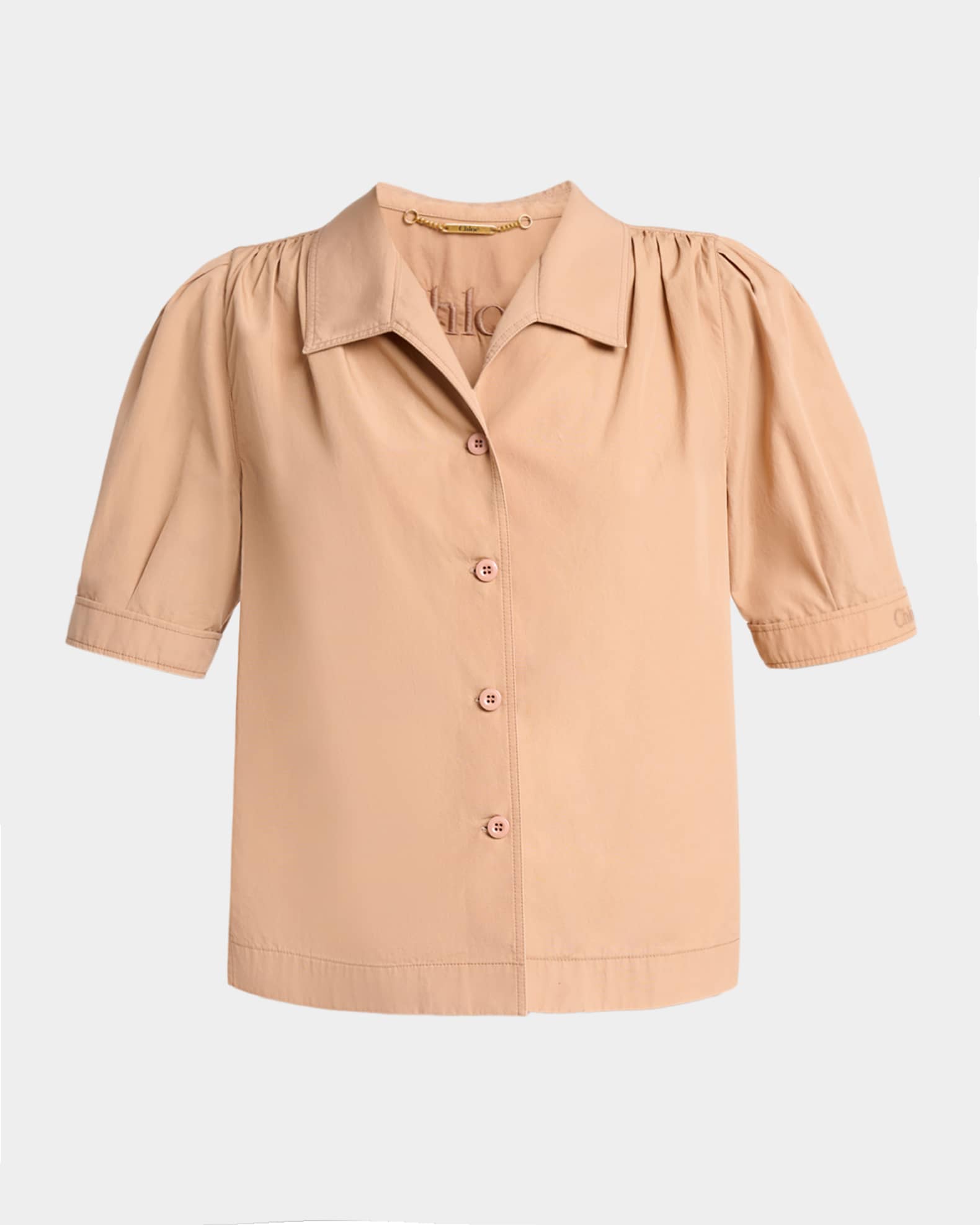 Chloe Cotton Poplin Short-Sleeve Shirt | Neiman Marcus