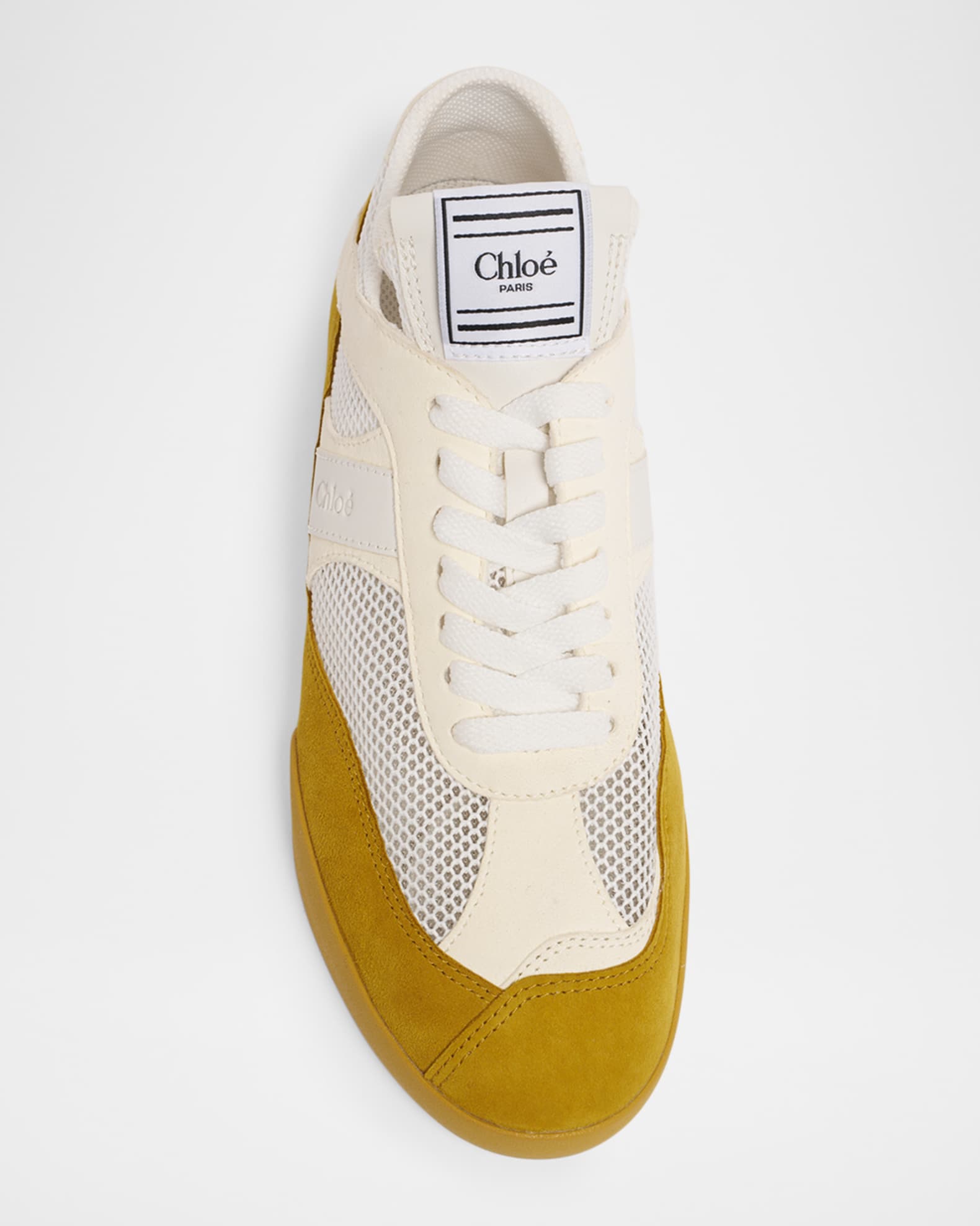 Chloe Kick Mixed Leather Retro Low-Top Sneakers | Neiman Marcus